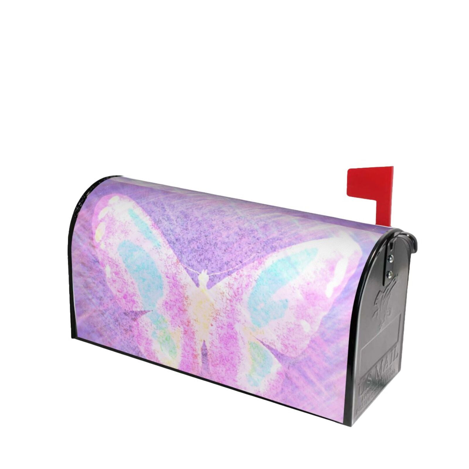Fotbe Purple Sparkling Butterfly Mailbox Covers Post Letter Box Cover ...