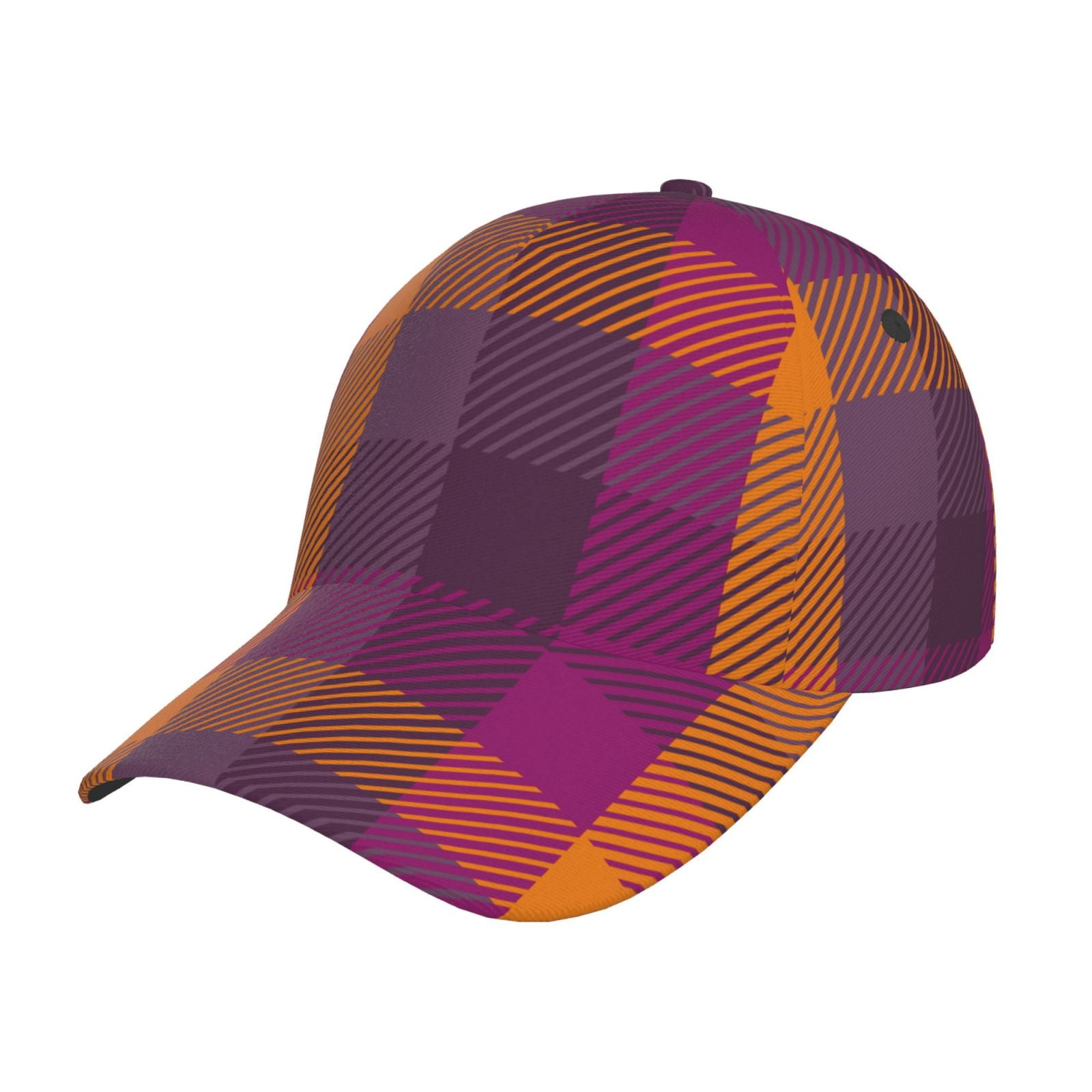 Fotbe Purple Yellow Buffalo Plaid Baseball Cap, Purple Yellow Buffalo ...