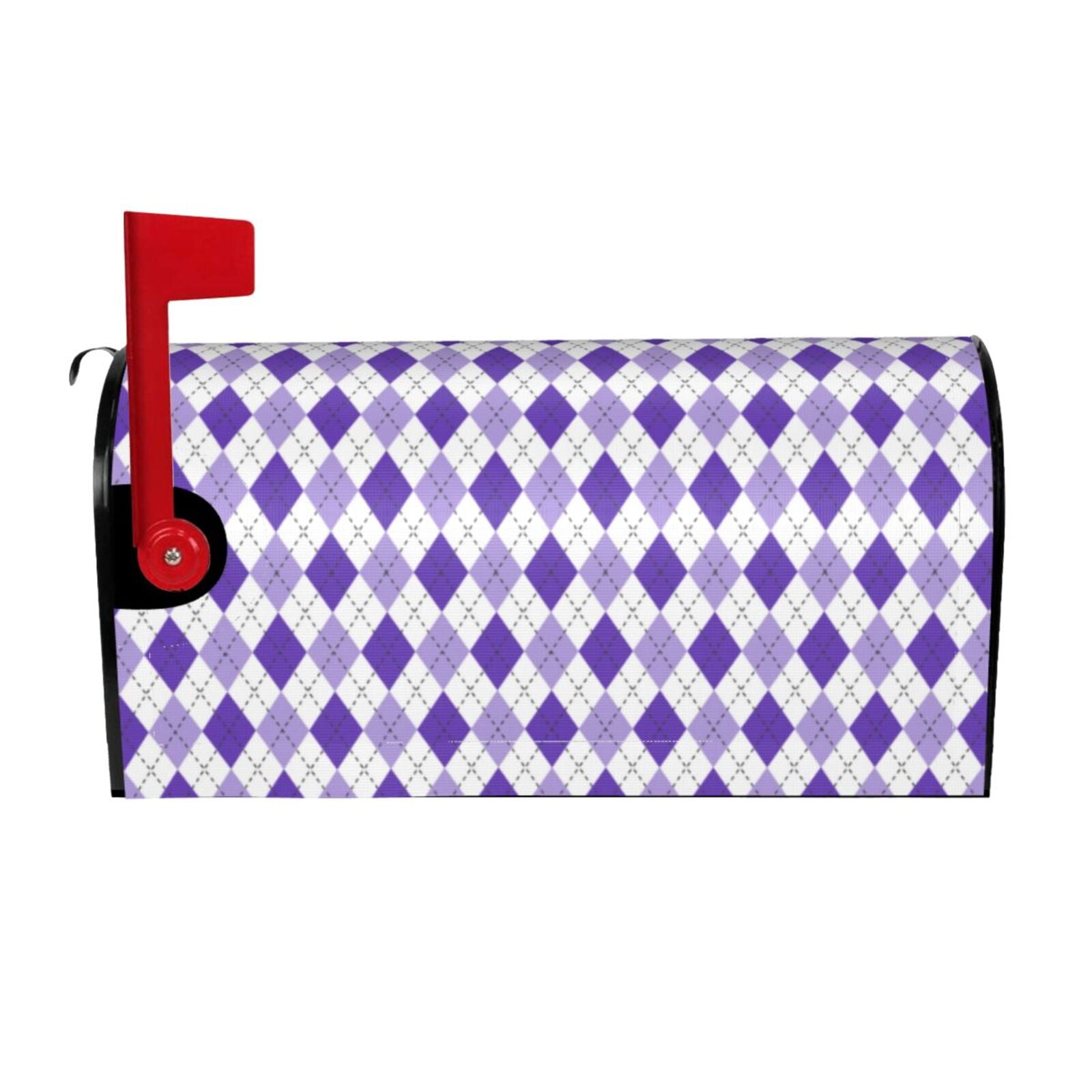 Fotbe Purple argyle Mailbox Covers Post Letter Box Cover Garden Decor ...