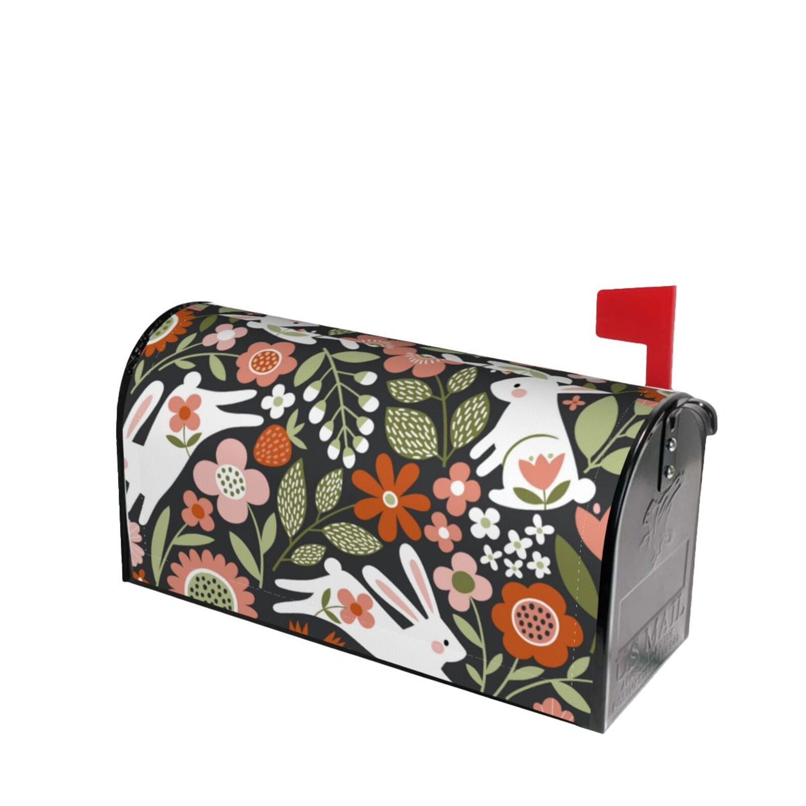 Fotbe Rabbits on Floral Mailbox Covers Post Letter Box Cover Garden ...