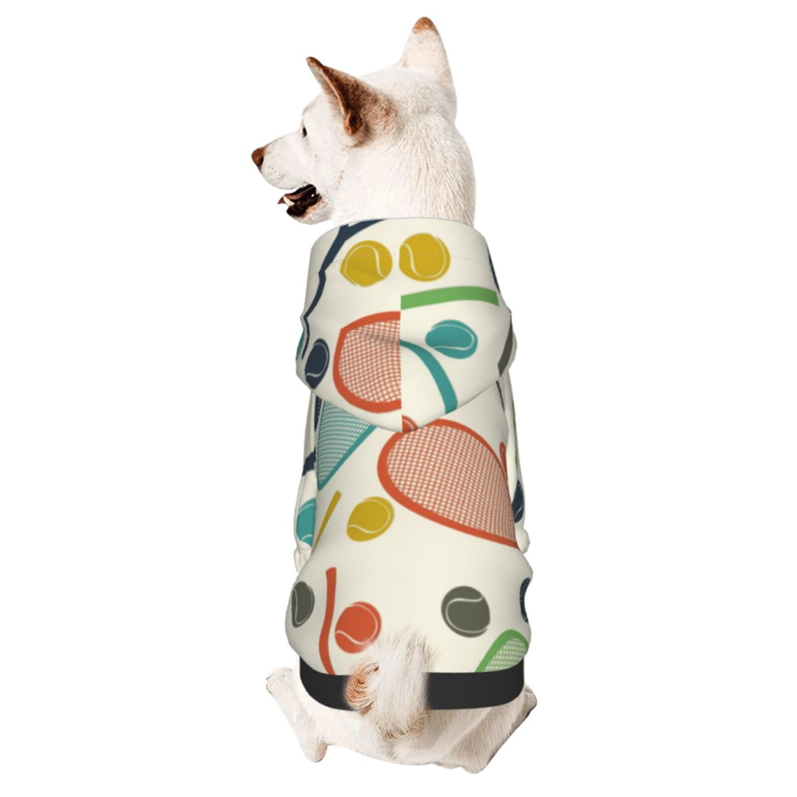 Fotbe Racket and Tennis Ball Print Small Dog Sweater Hoodies Pet Grey ...