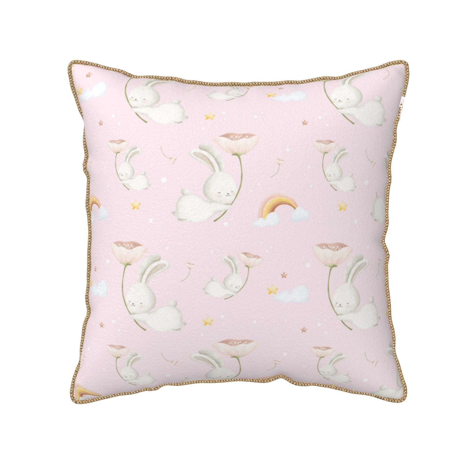 Fotbe Rainboe And Rabbit Pattern Velvet Decorative Throw Pillow Covers ...