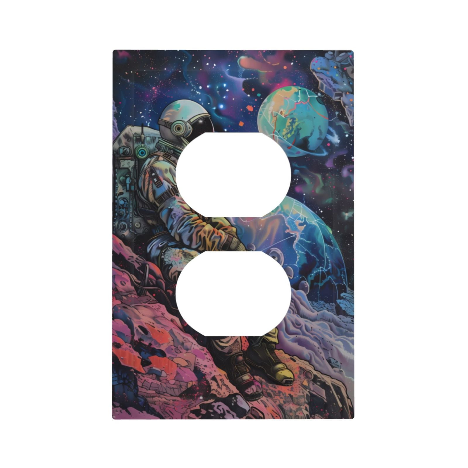 Fotbe Rainbow Astronaut Space Landscape Print Duplex Receptacle Wall ...