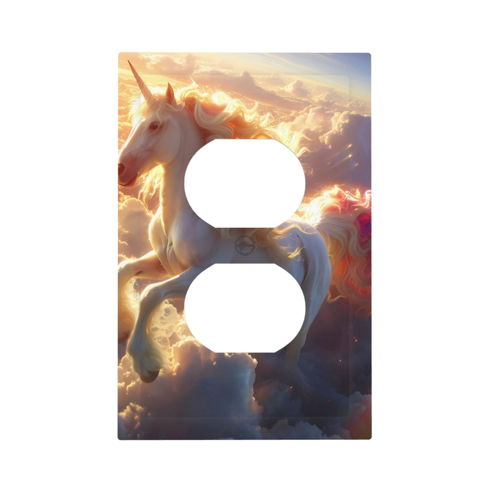 Fotbe Rainbow Cloud White Horse Print Duplex Receptacle Wall Plate, 1 ...