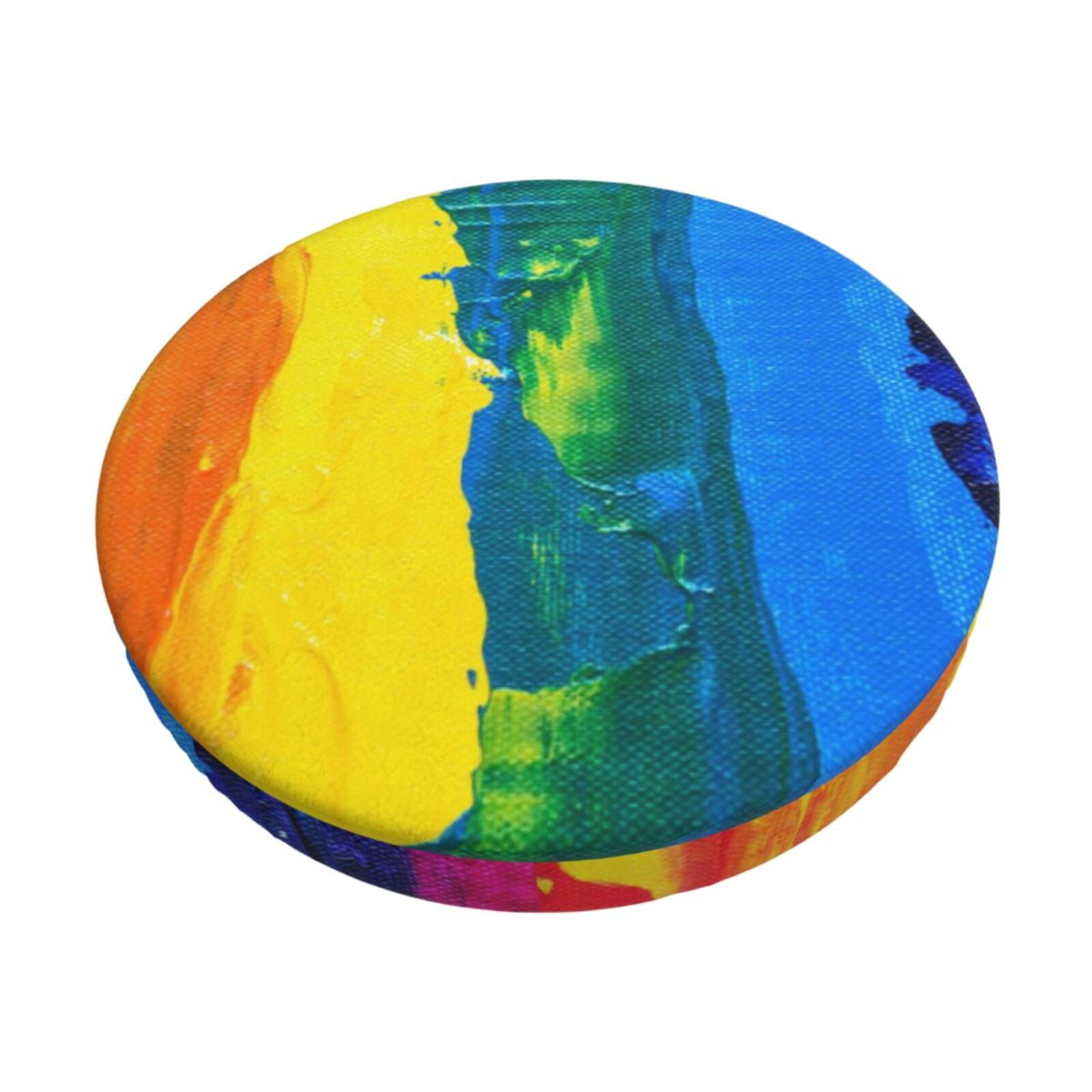Fotbe Rainbow Colored Stool Covers Round,Waterproof Round Bar Stool ...
