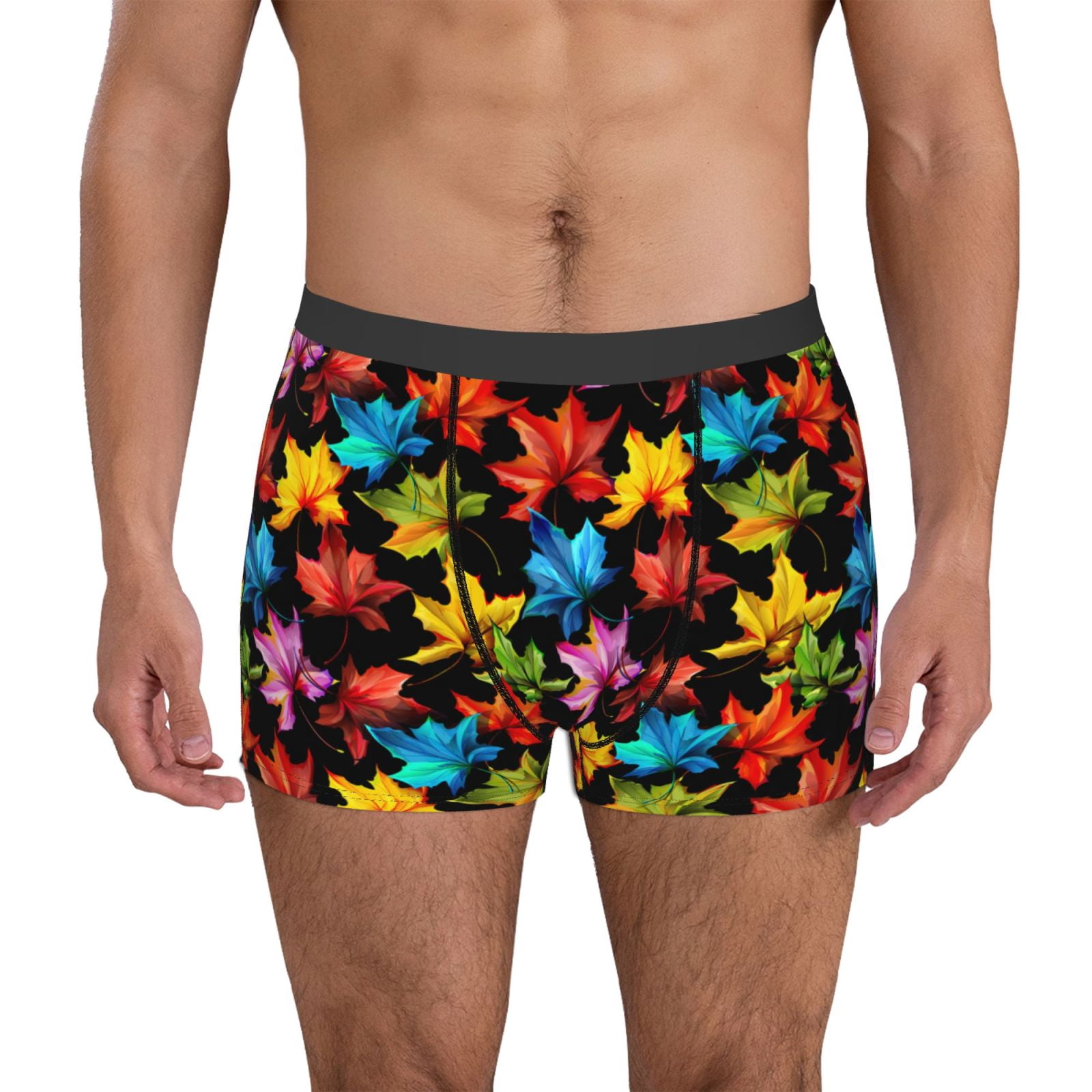 Fotbe Rainbow Colorful Maple Leaves Men’s Total Support Pouch Boxer ...
