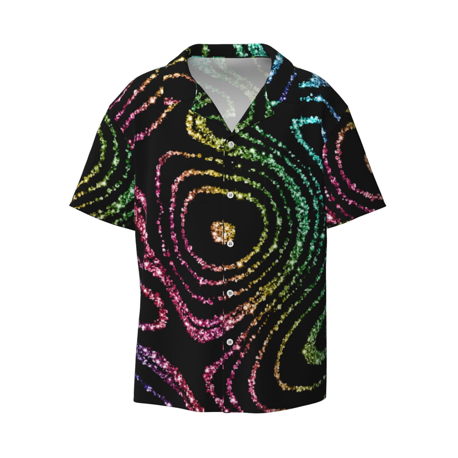 Fotbe Rainbow Glitter print Short Sleeve Button Down Shirts for Men ...