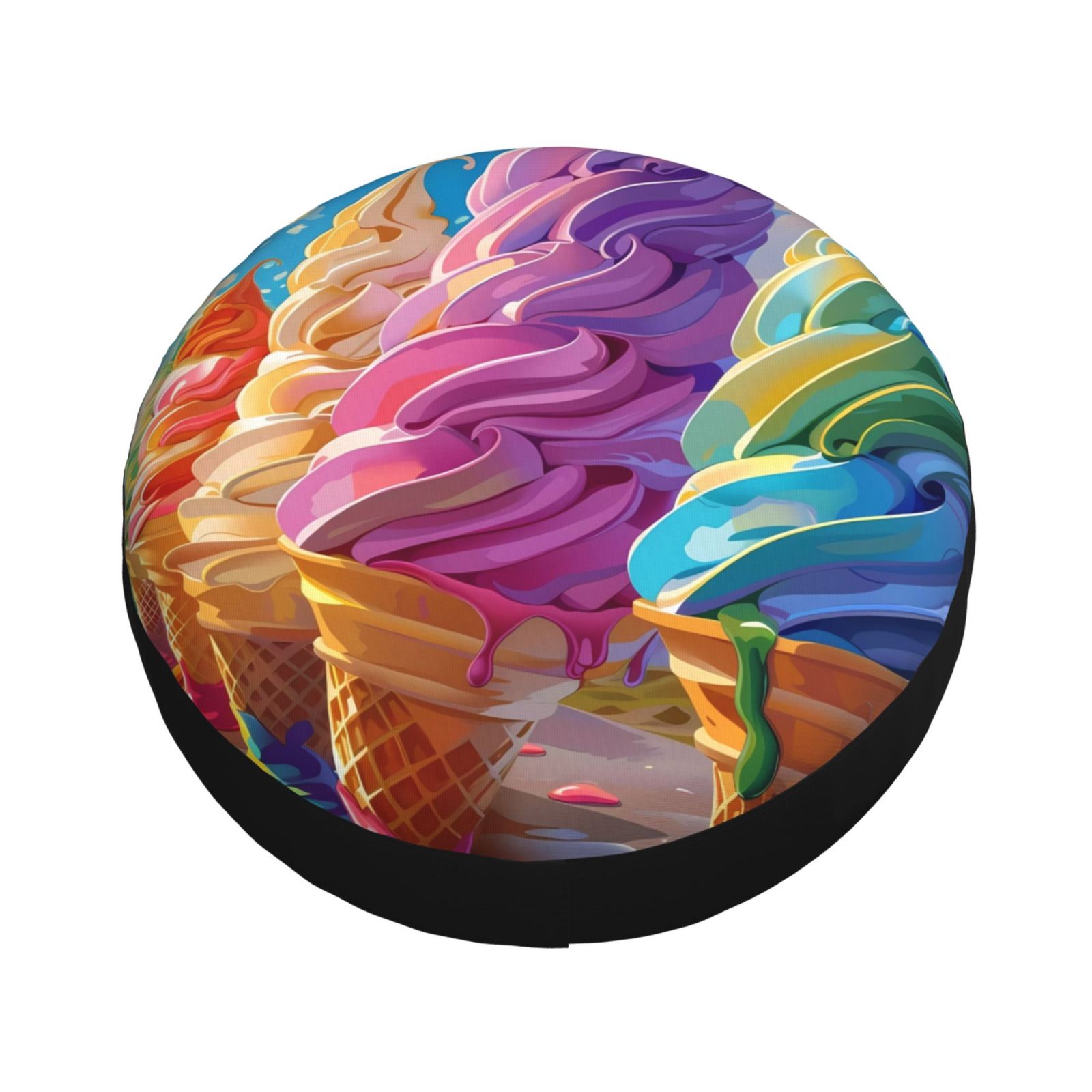 Fotbe Rainbow Melting Ice Cream Spare Tire Cover Thickening Universal ...