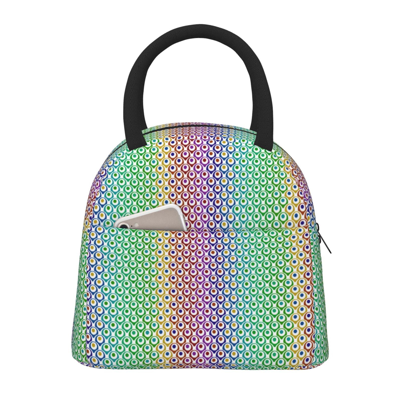 Fotbe Rainbow Peacock Feathers Pattern Lunch Bag, Insulated Lunch Box ...