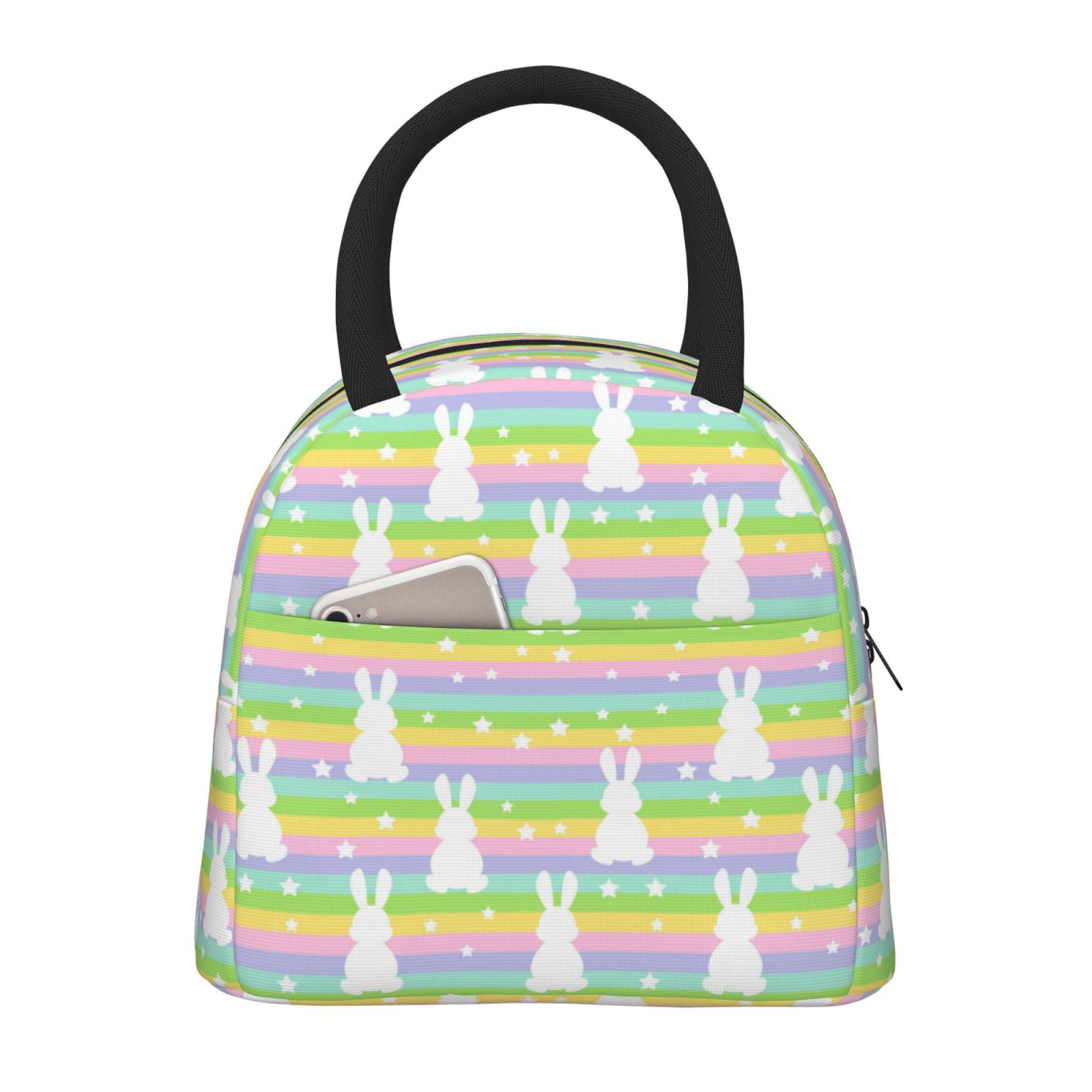 Fotbe Rainbow Rabbit Pattern Lunch Bag, Insulated Lunch Box, Small ...