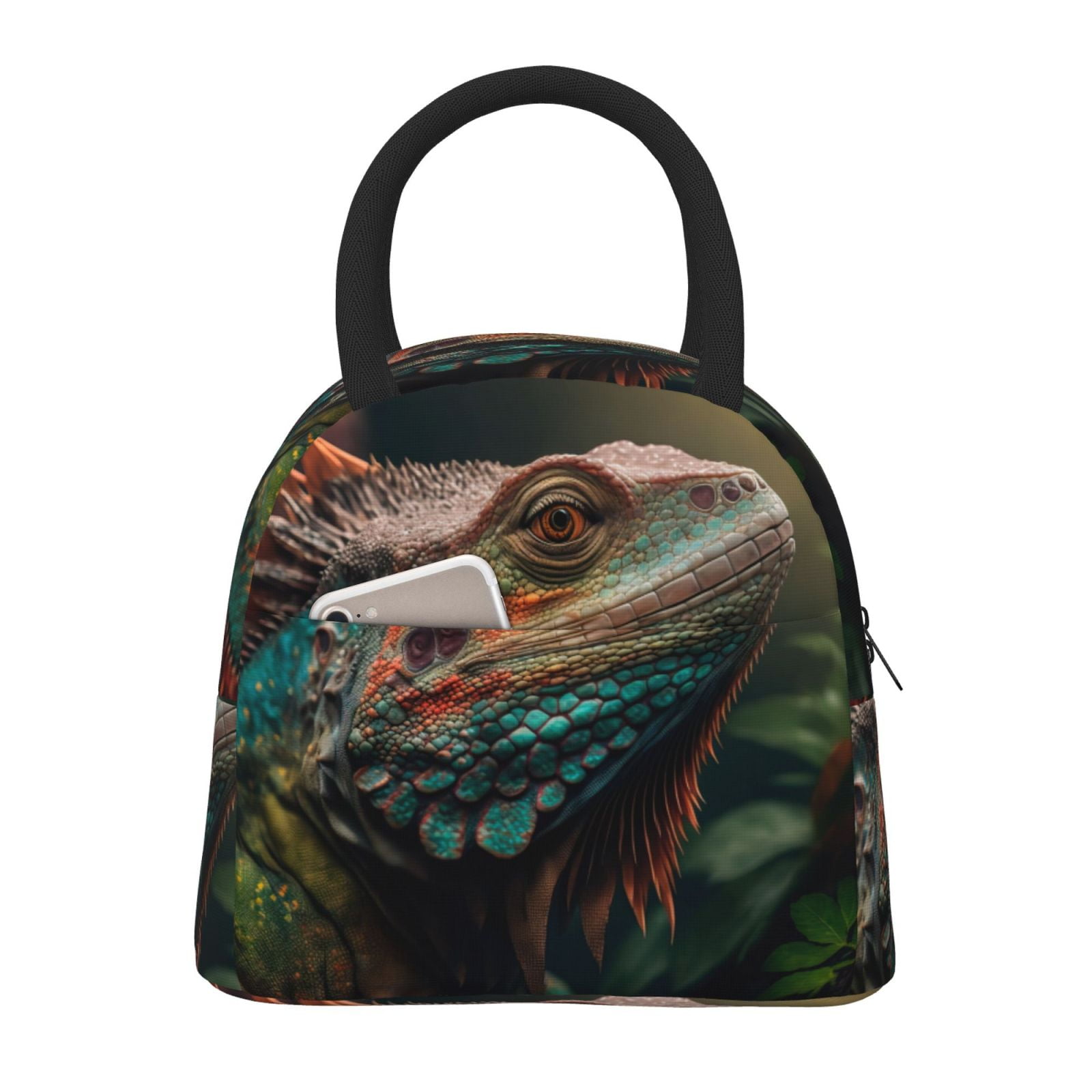Fotbe Realistic Colorful Chameleon Pattern Lunch Bag, Insulated Lunch ...