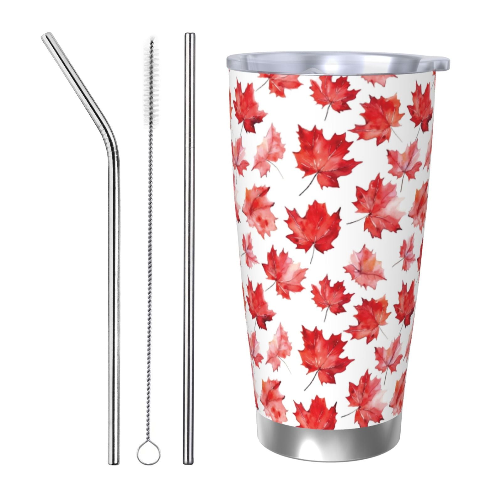 Fotbe Realistic Maple Leaf Pattern 20 oz Tumbler Stainless Steel Vacuum ...
