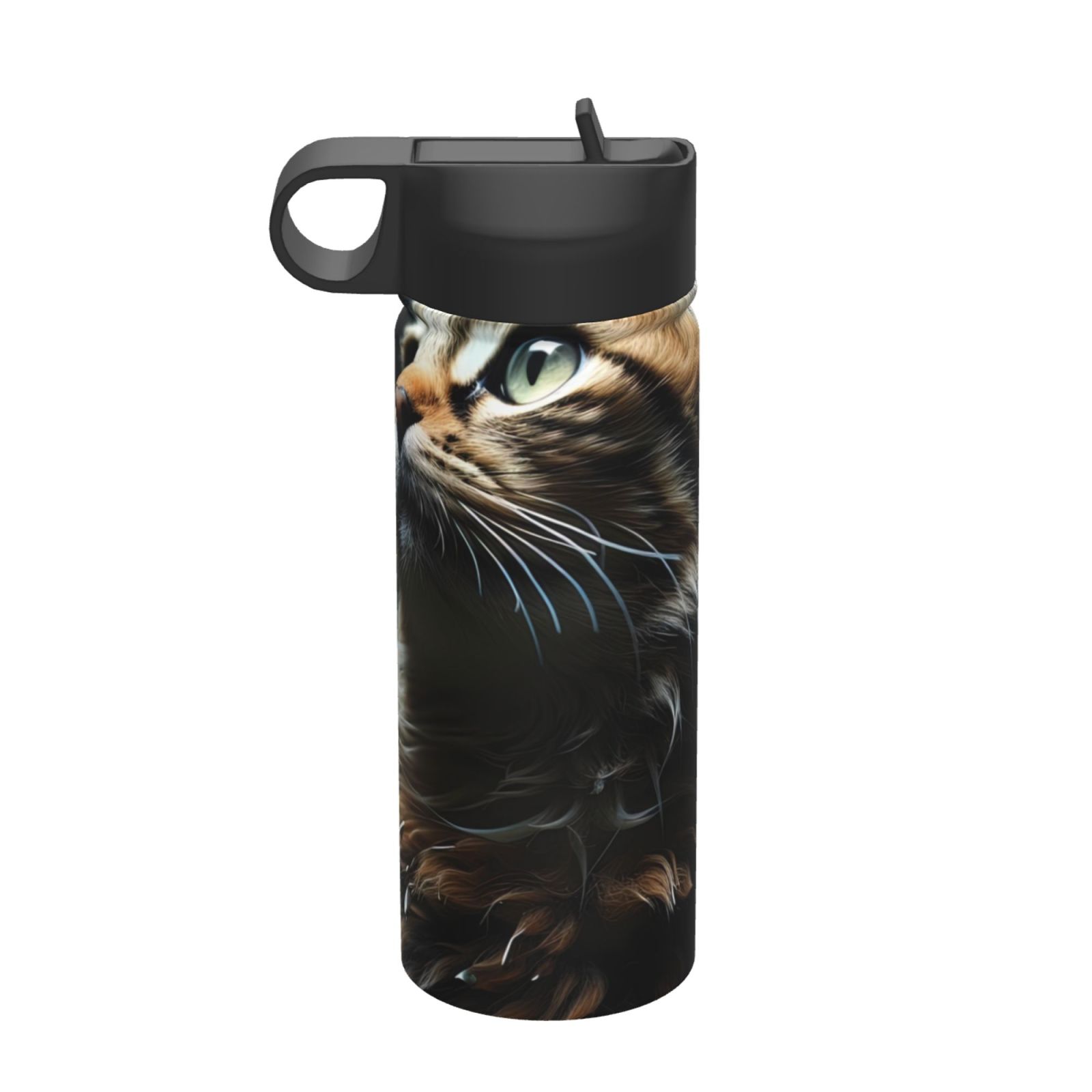 Fotbe Realistic Style Cute Cat Pattern 18oz Sports Insulated Kettle ...