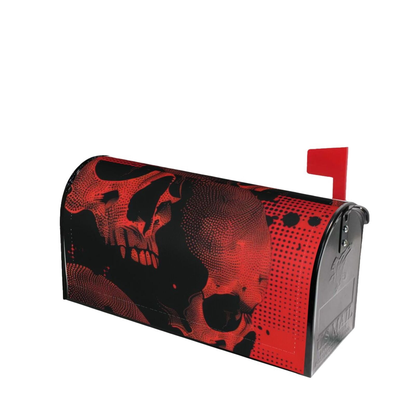 Fotbe Red And Black Abstract Skull Mailbox Covers Post Letter Box Cover ...