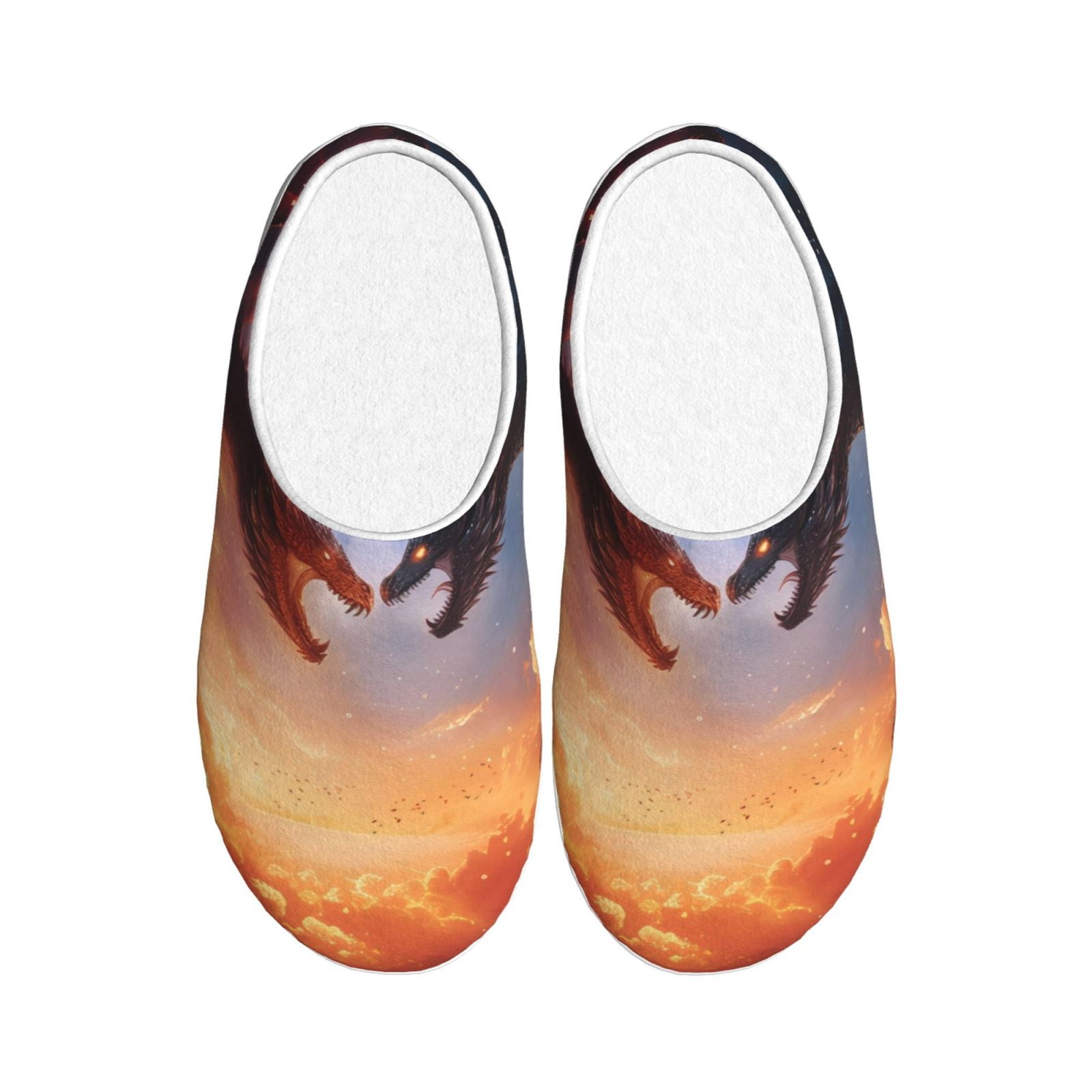 Fotbe Red And Blue Fire Cloud Dragon Pattern Women's Fuzzy Curly Fur ...