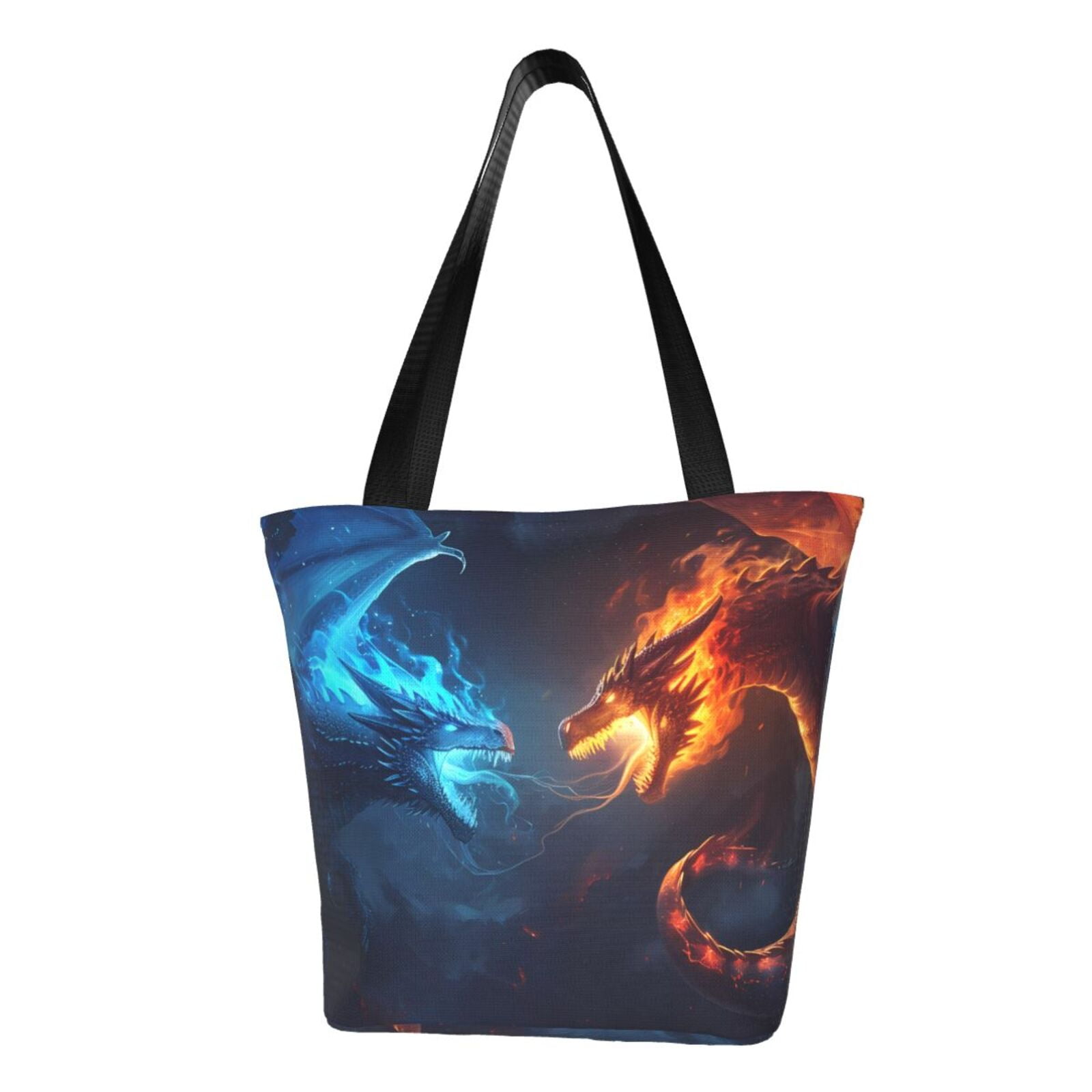 Fotbe Red And Blue Fire Dragon C Pattern Beach Tote,Shoulder Handbag ...