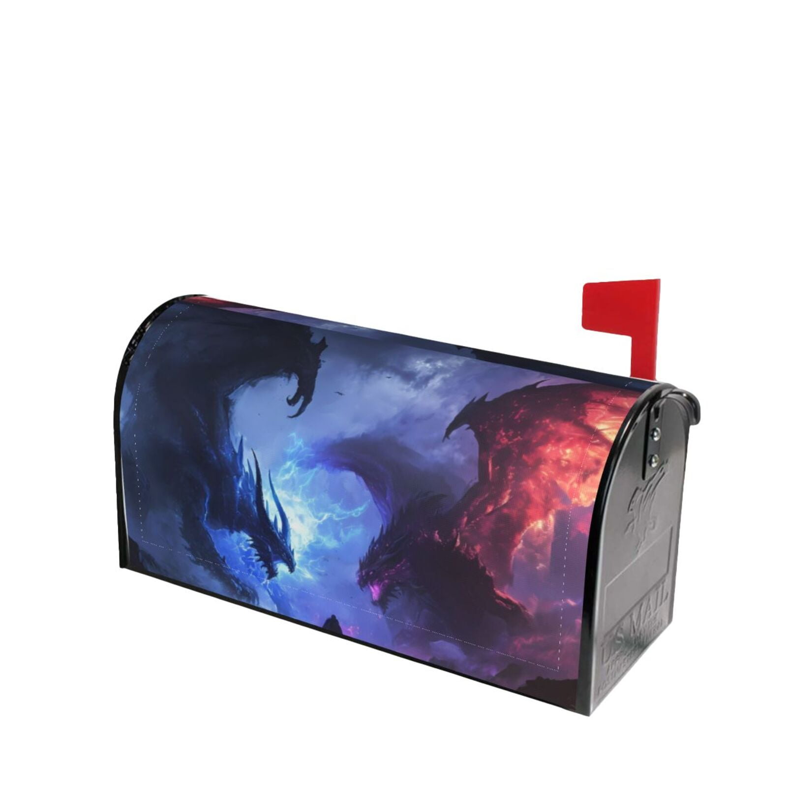 Fotbe Red And Blue Fire Dragon Mailbox Covers Post Letter Box Cover ...