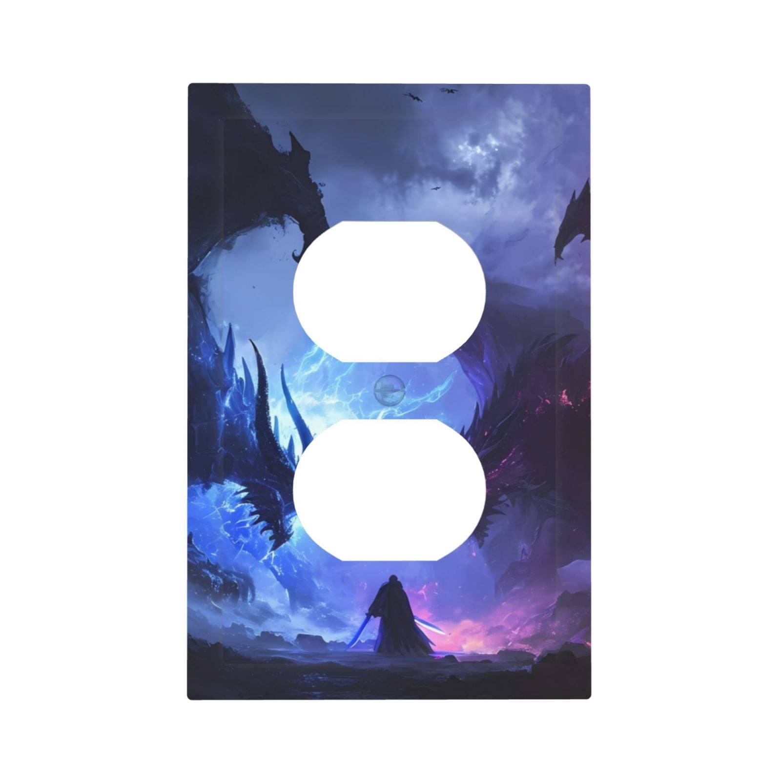 Fotbe Red And Blue Fire Dragon Print Duplex Receptacle Wall Plate, 1 ...