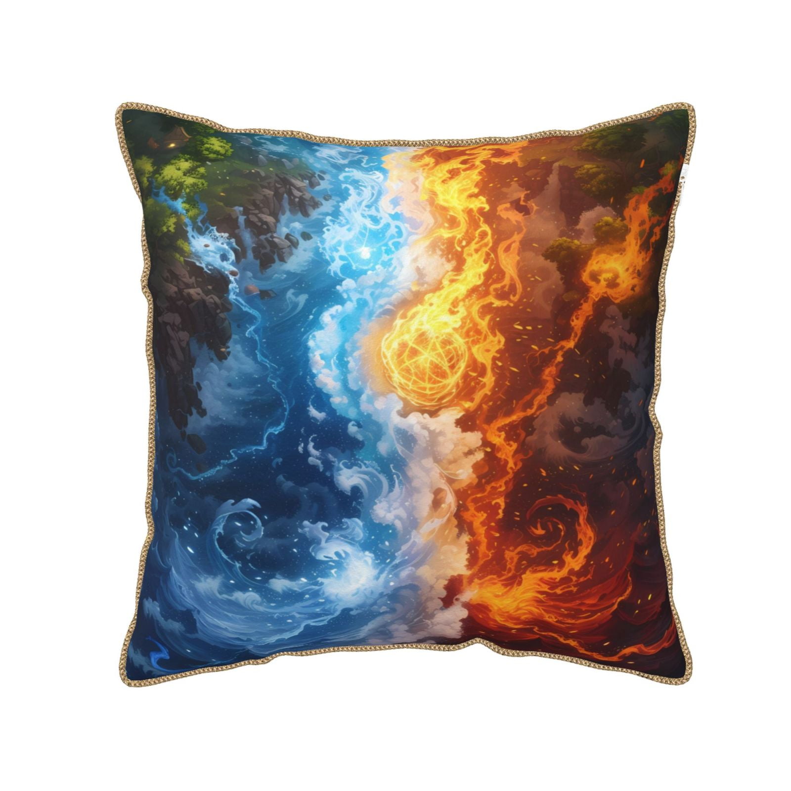 Fotbe Red And Blue Flame Waves Pattern Velvet Decorative Throw Pillow ...