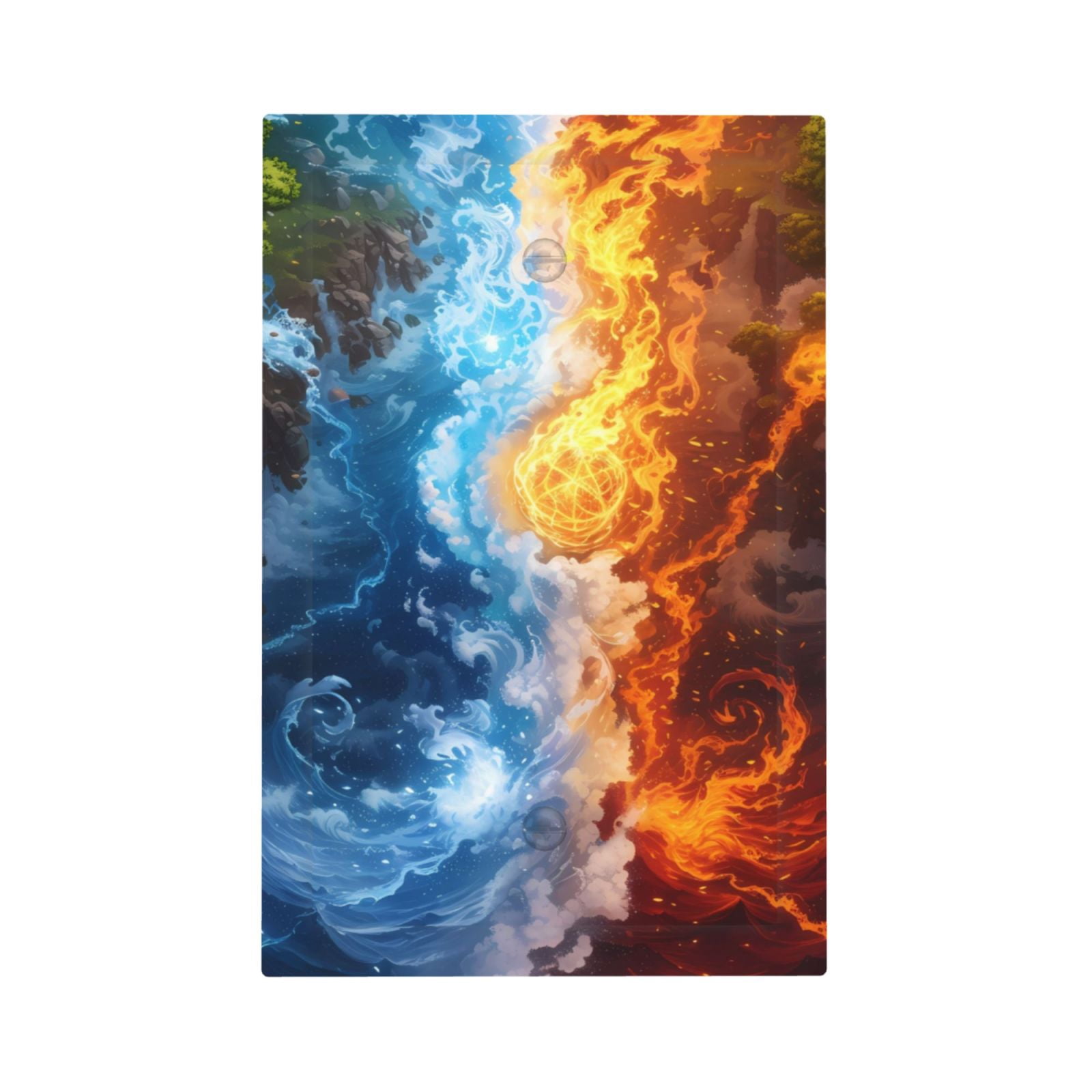 Fotbe Red And Blue Flame Waves Print Duplex Receptacle Wall Plate, 1 ...