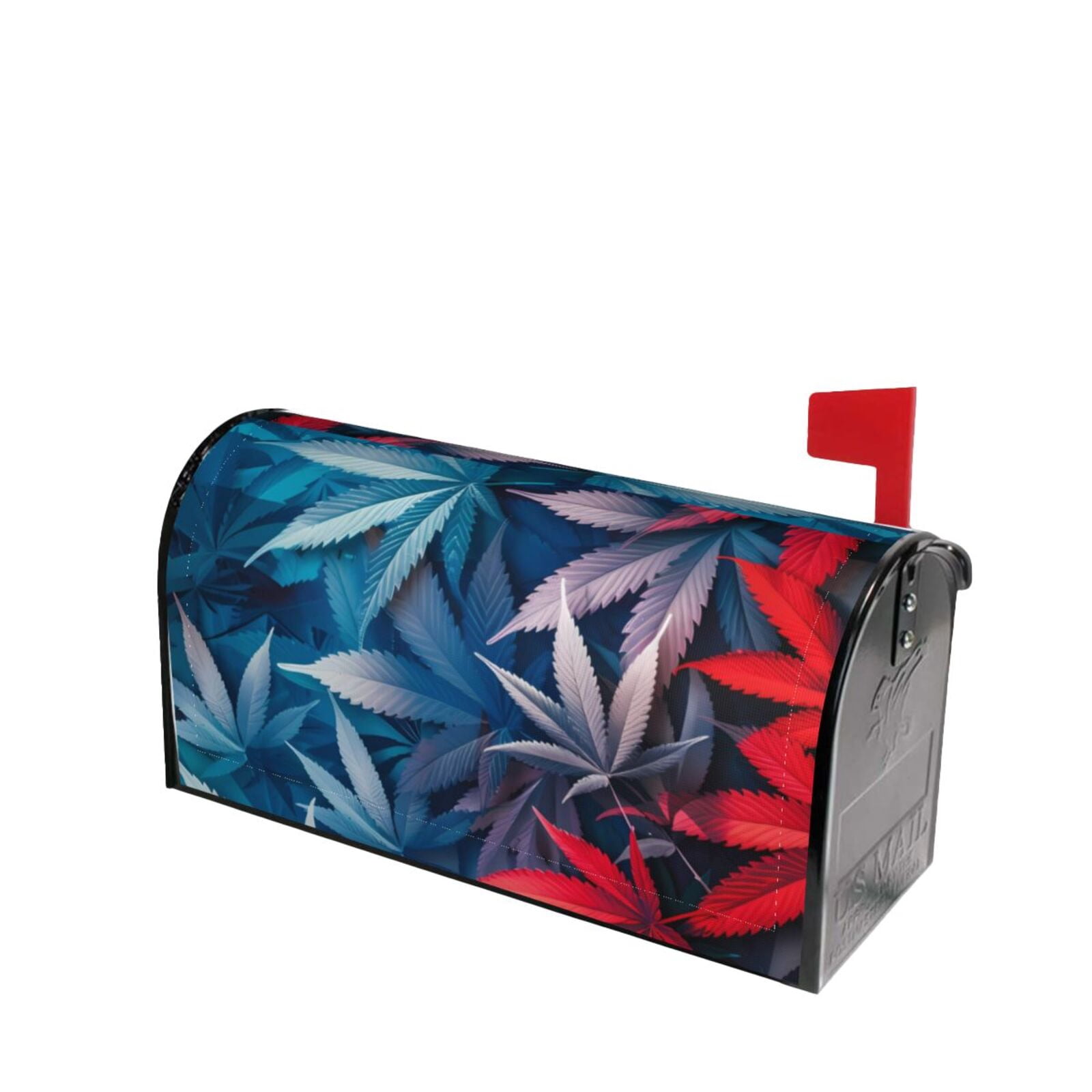 Fotbe Red And Blue Leaves Mailbox Covers Post Letter Box Cover Garden ...