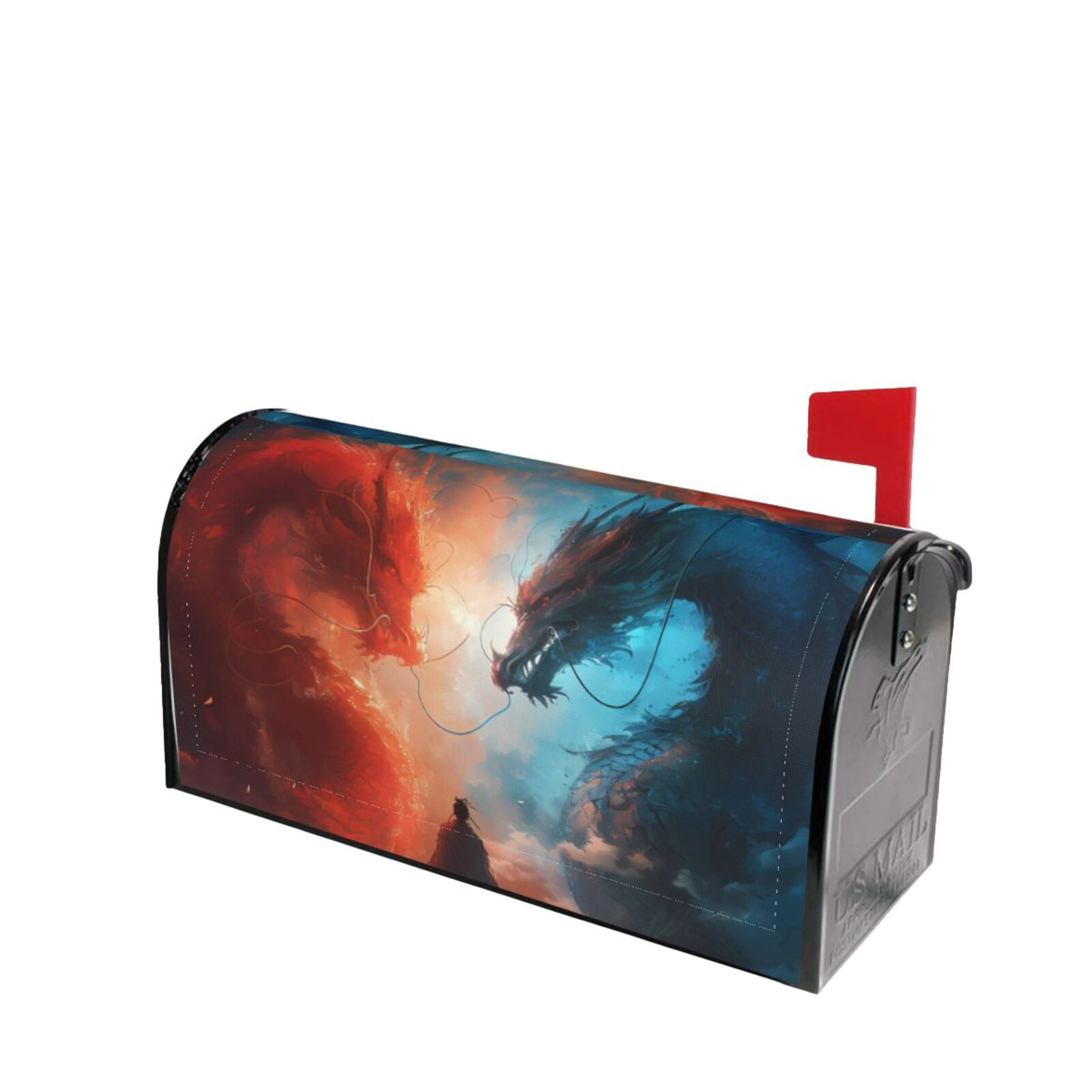 Fotbe Red And Blue Sky Dragon Mailbox Covers Post Letter Box Cover ...