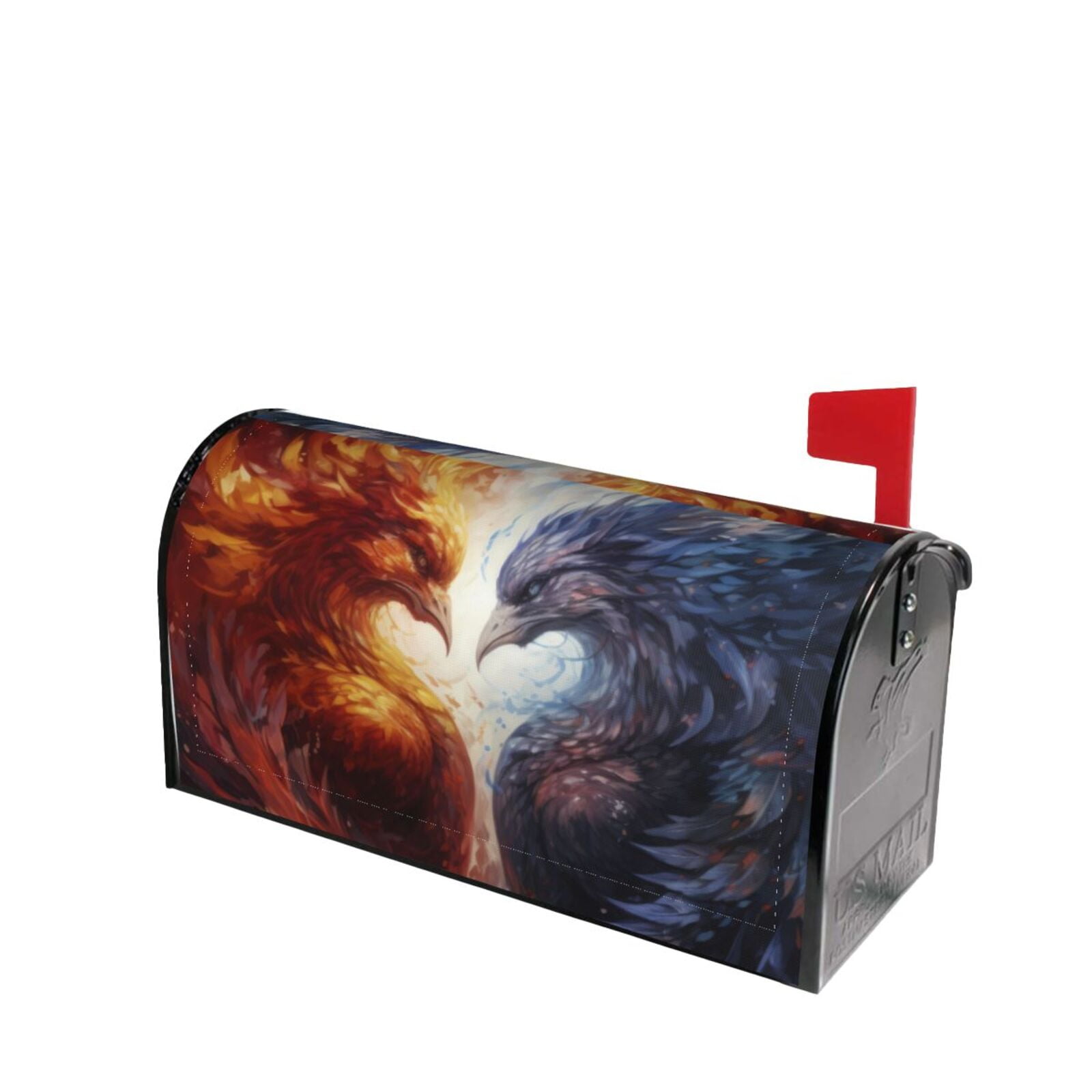 Fotbe Red And White Fire Bird Mailbox Covers Post Letter Box Cover ...
