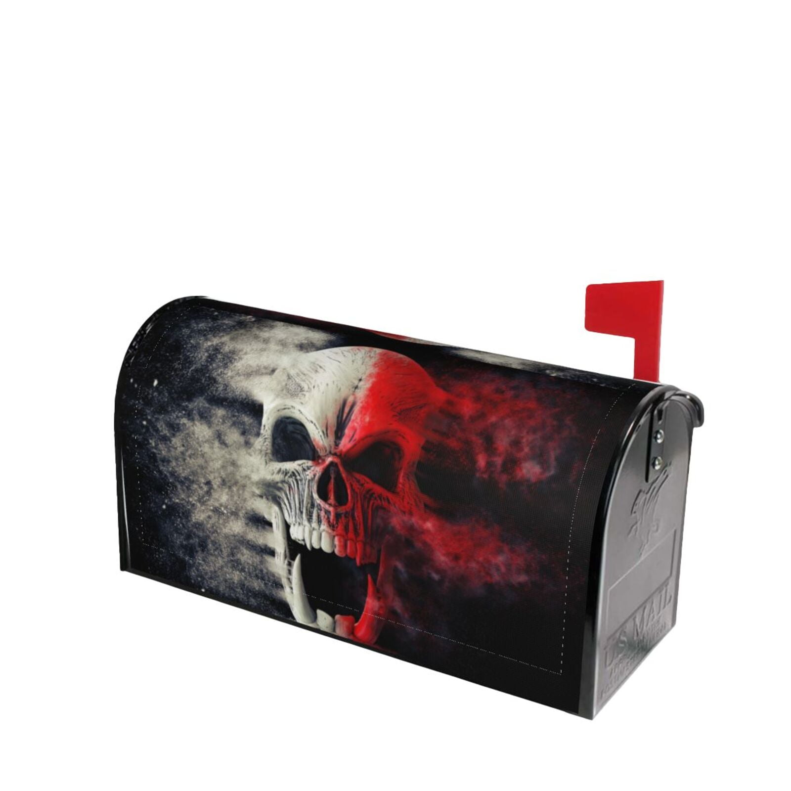 Fotbe Red And White Screaming Demon Skull Mailbox Covers Post Letter ...