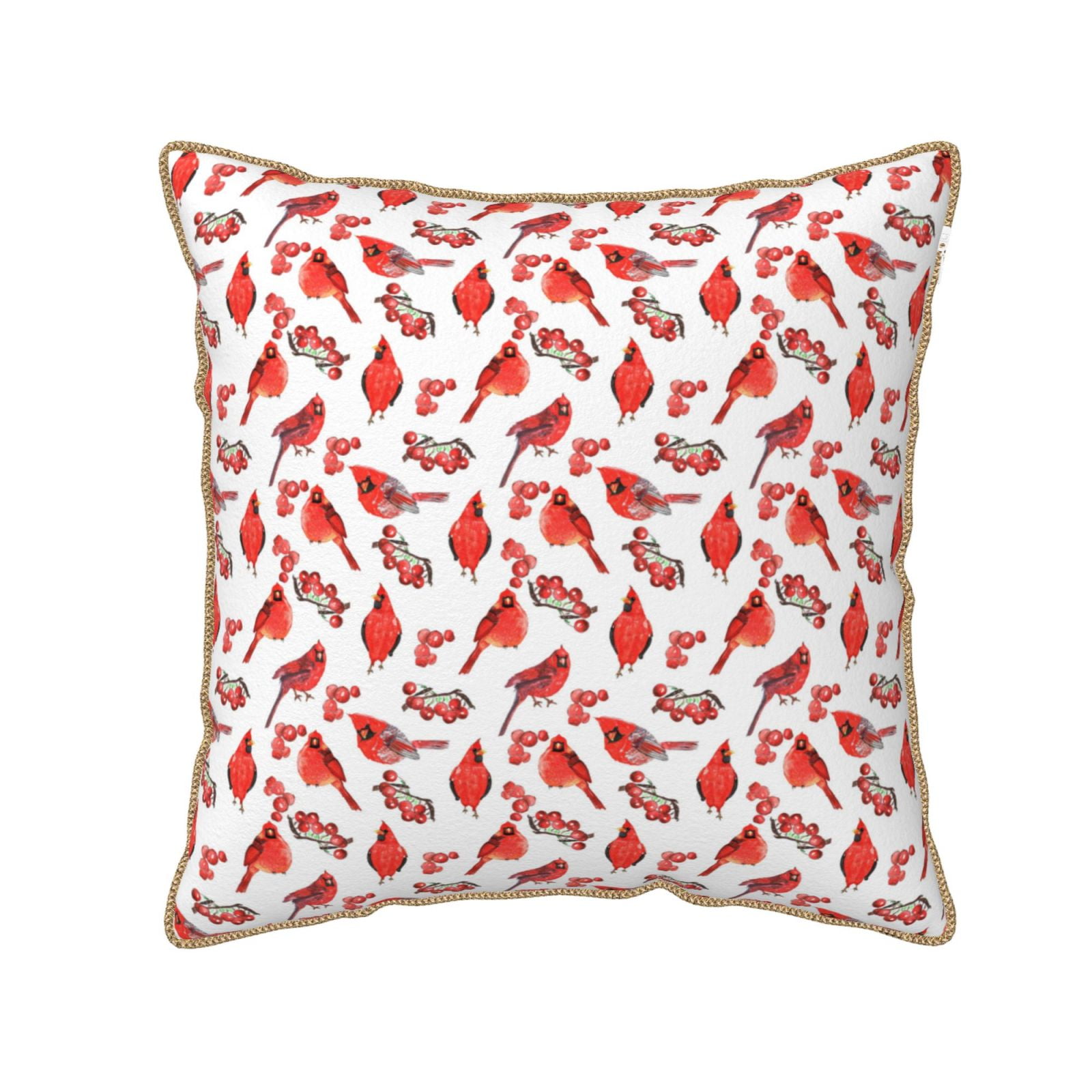 Fotbe Red Birds Pattern Velvet Decorative Throw Pillow Covers with ...