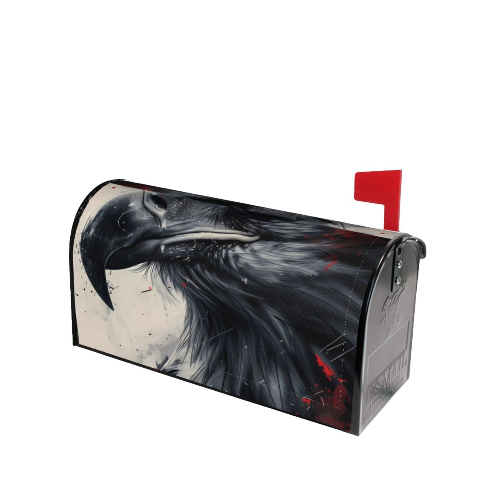 Fotbe Red Black Ink Style Bald Eagle Mailbox Covers Post Letter Box ...