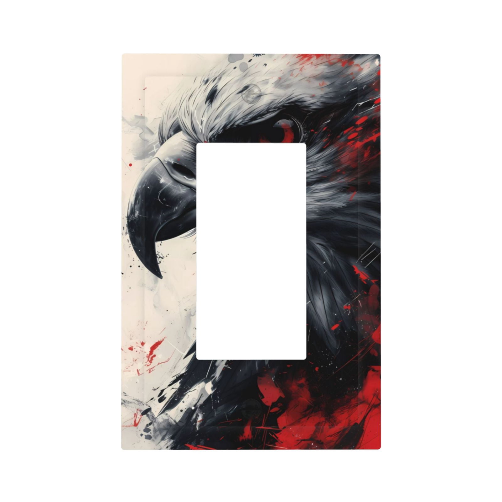 Fotbe Red Black Ink Style Bald Eagle Print Duplex Receptacle Wall Plate ...