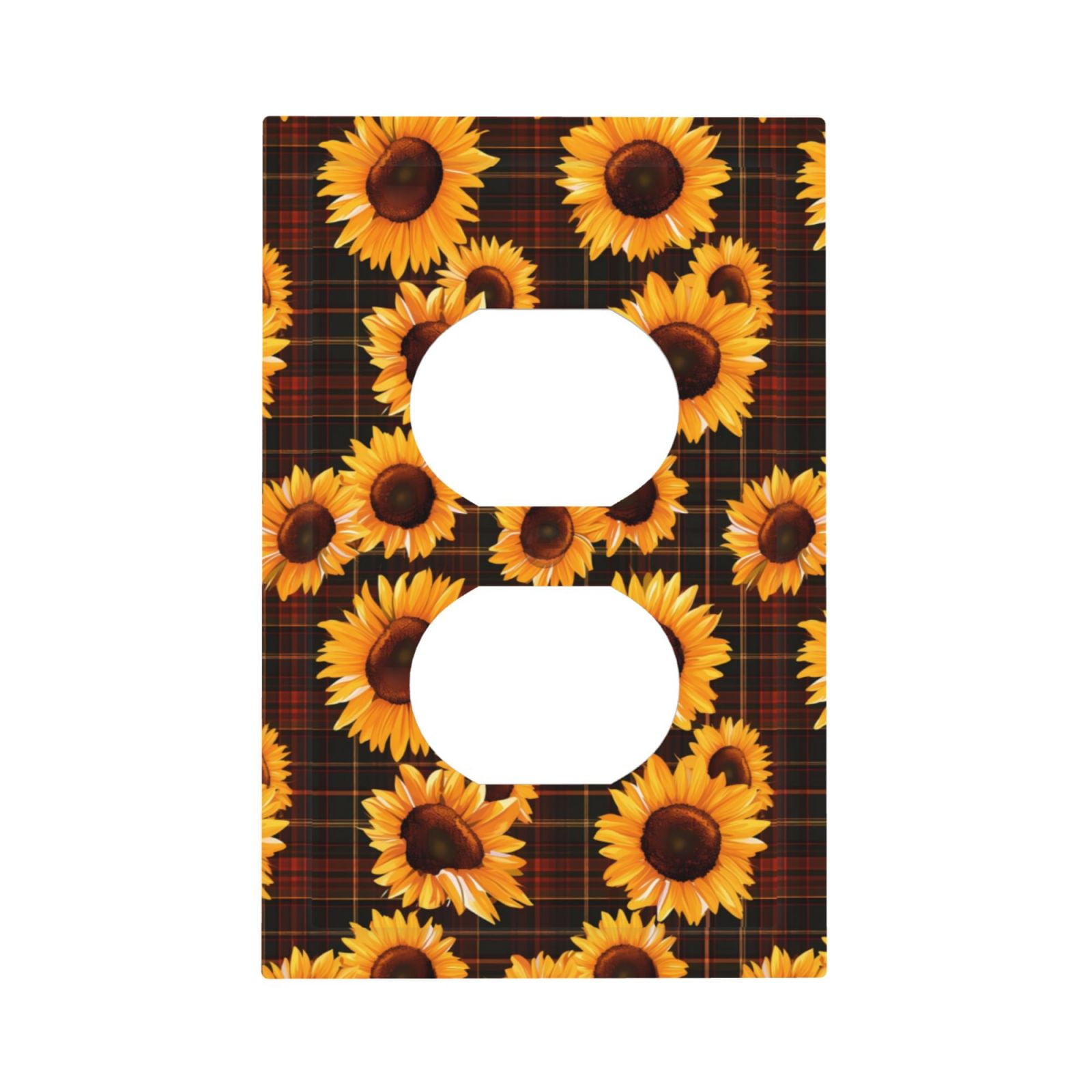 Fotbe Red Black Plaid Sunflower Print Duplex Receptacle Wall Plate, 1 ...