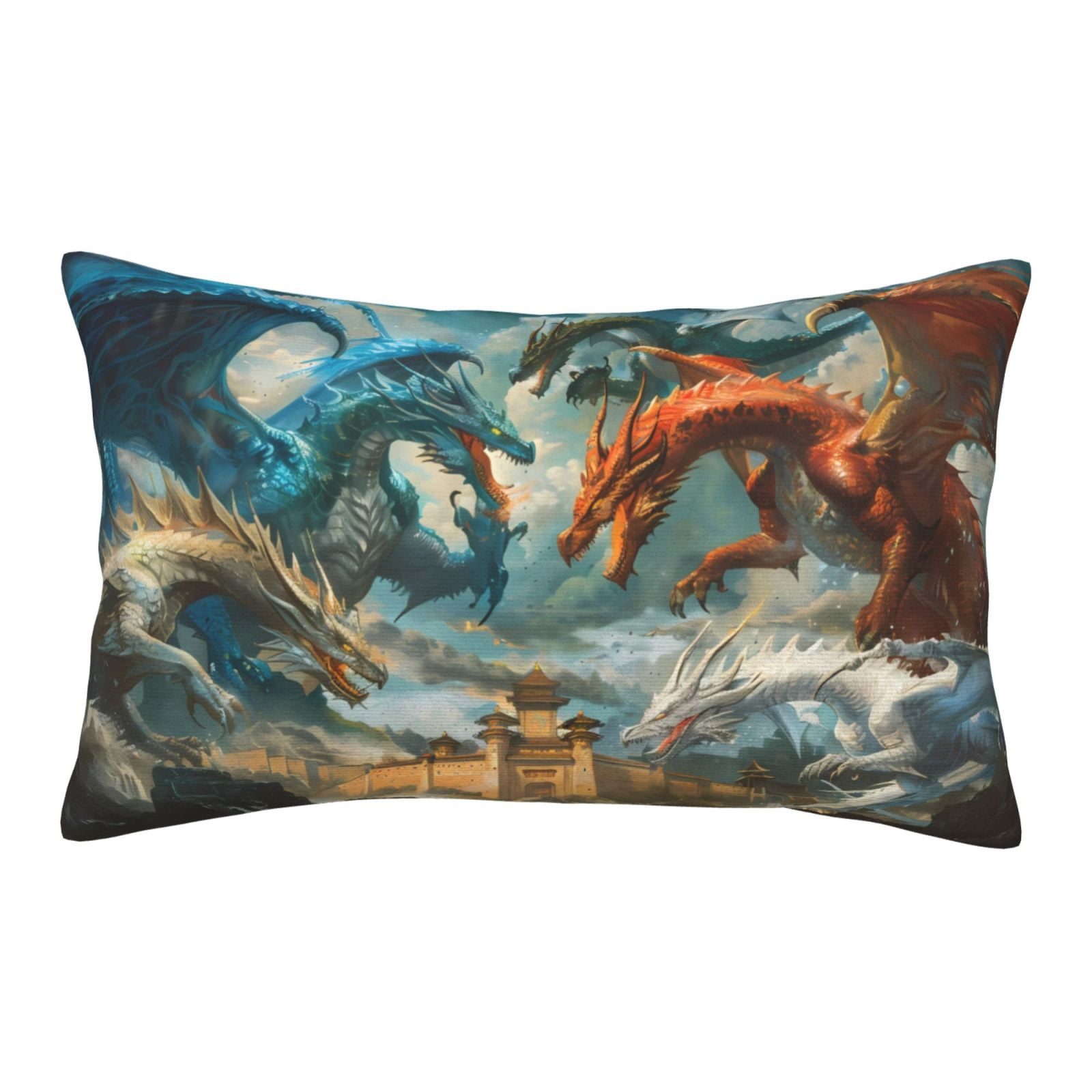 Fotbe Red Blue Dragon Battle Epic Pillow Cases - Envelope Closure ...