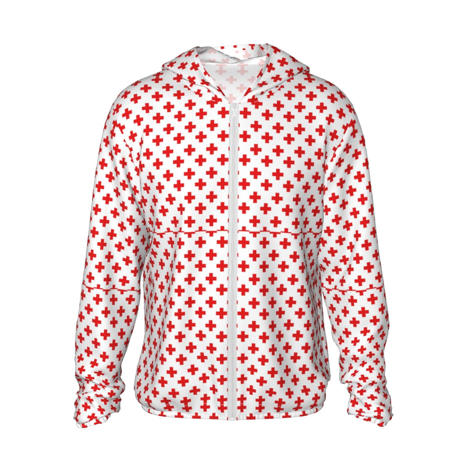 Fotbe Red Cross Men's Women's UPF 50+ Sun Protection Jacket Hooded ...