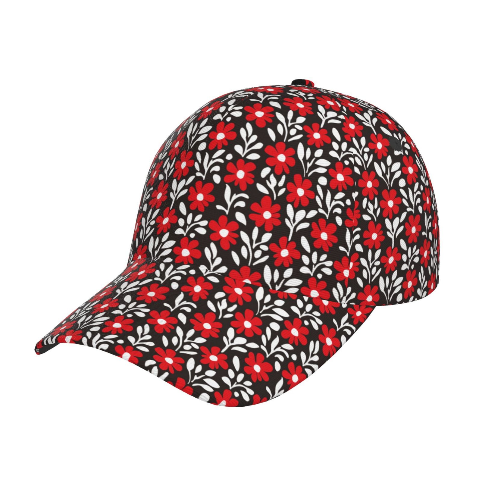 Fotbe Red Floral Baseball Cap, Red Floral Print Dad Hat,Outdoor Hat ...