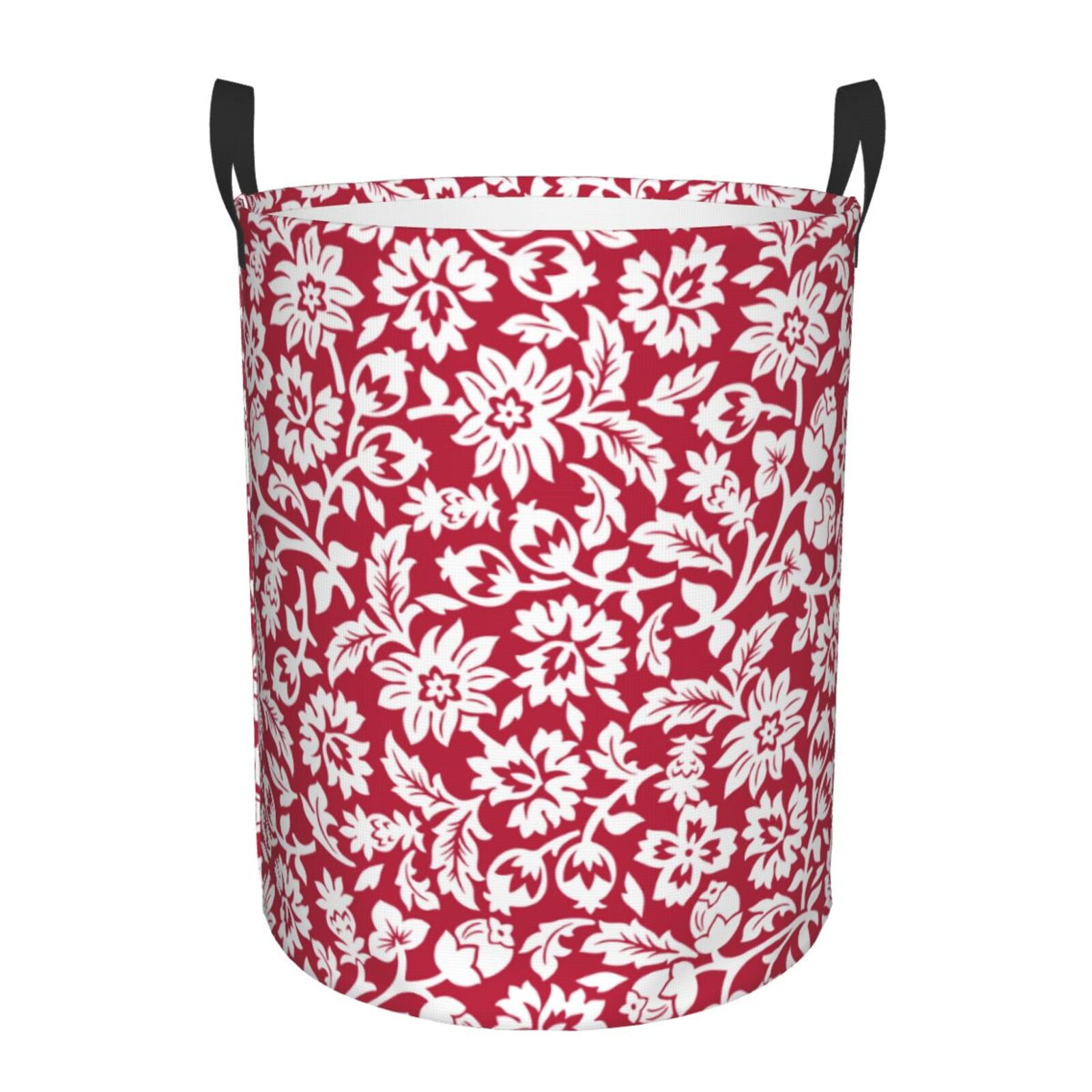 Fotbe Red Flowers Laundry Basket with Handles, Waterproof Large Laundry ...
