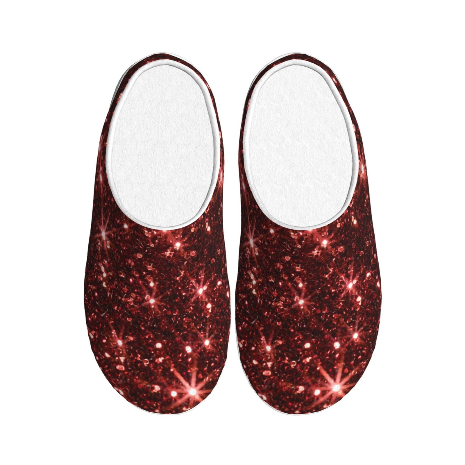 Fotbe Red Glitter Texture Pattern Women's Fuzzy Curly Fur Memory Foam ...