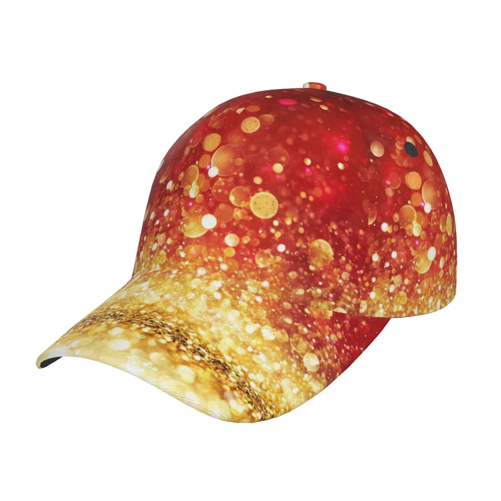Fotbe Red Gold Glitter Baseball Cap, Red Gold Glitter Print Dad Hat ...