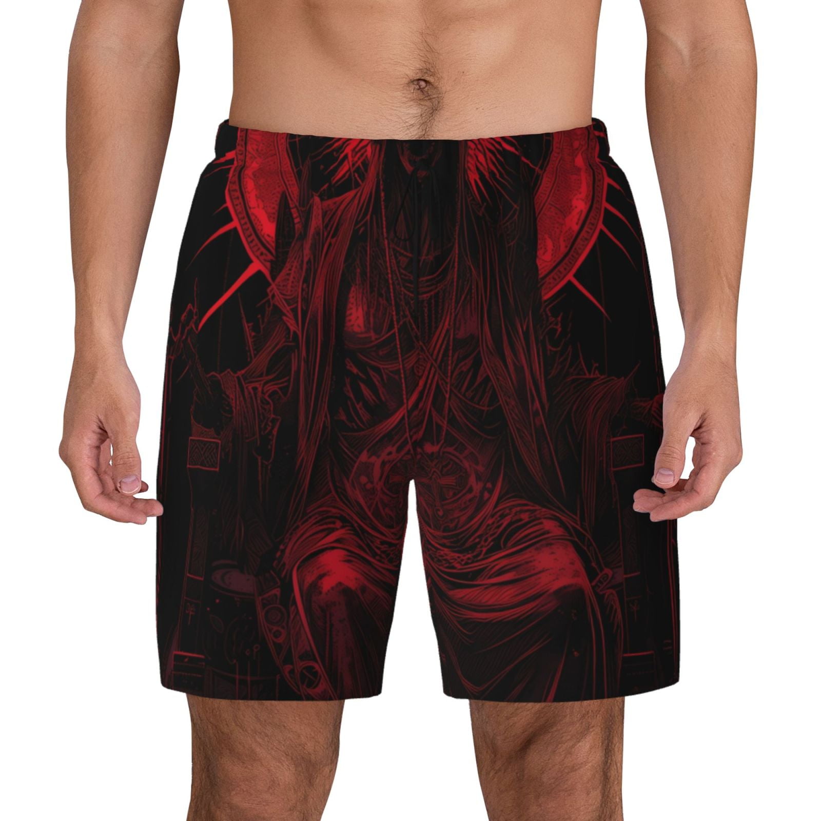 Fotbe Red Gothic Skeleton Throne Men’s Swim Trunks Quick Dry Swim ...