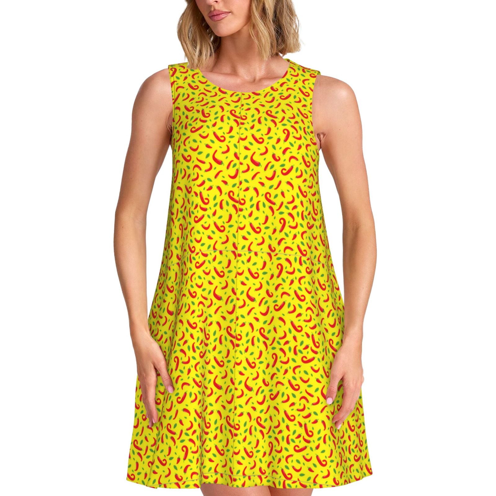 Fotbe Red Hot Chilly Pattern Women’s Summer Tank Midi Dress ...