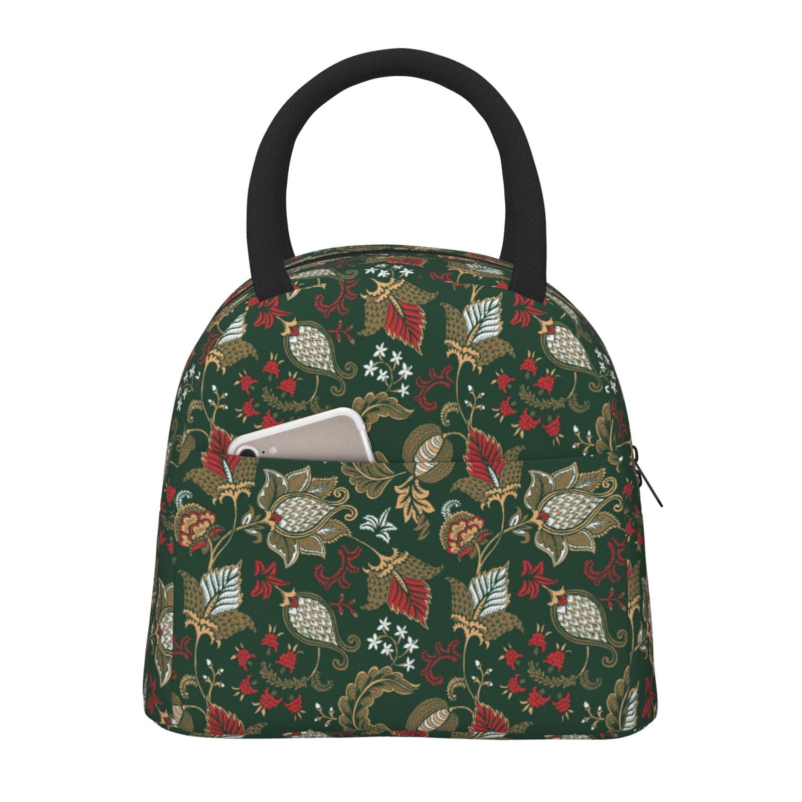 Fotbe Red Leaves Pattern Lunch Bag, Insulated Lunch Box, Small ...