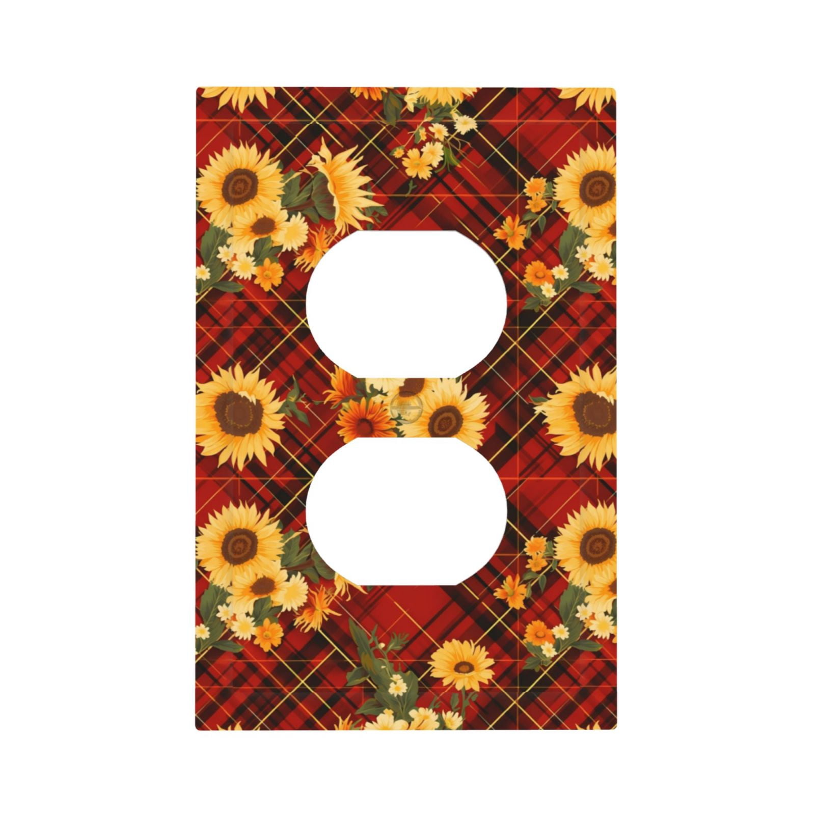 Fotbe Red Plaid Sunflower Print Duplex Receptacle Wall Plate, 1-Gang 5. ...