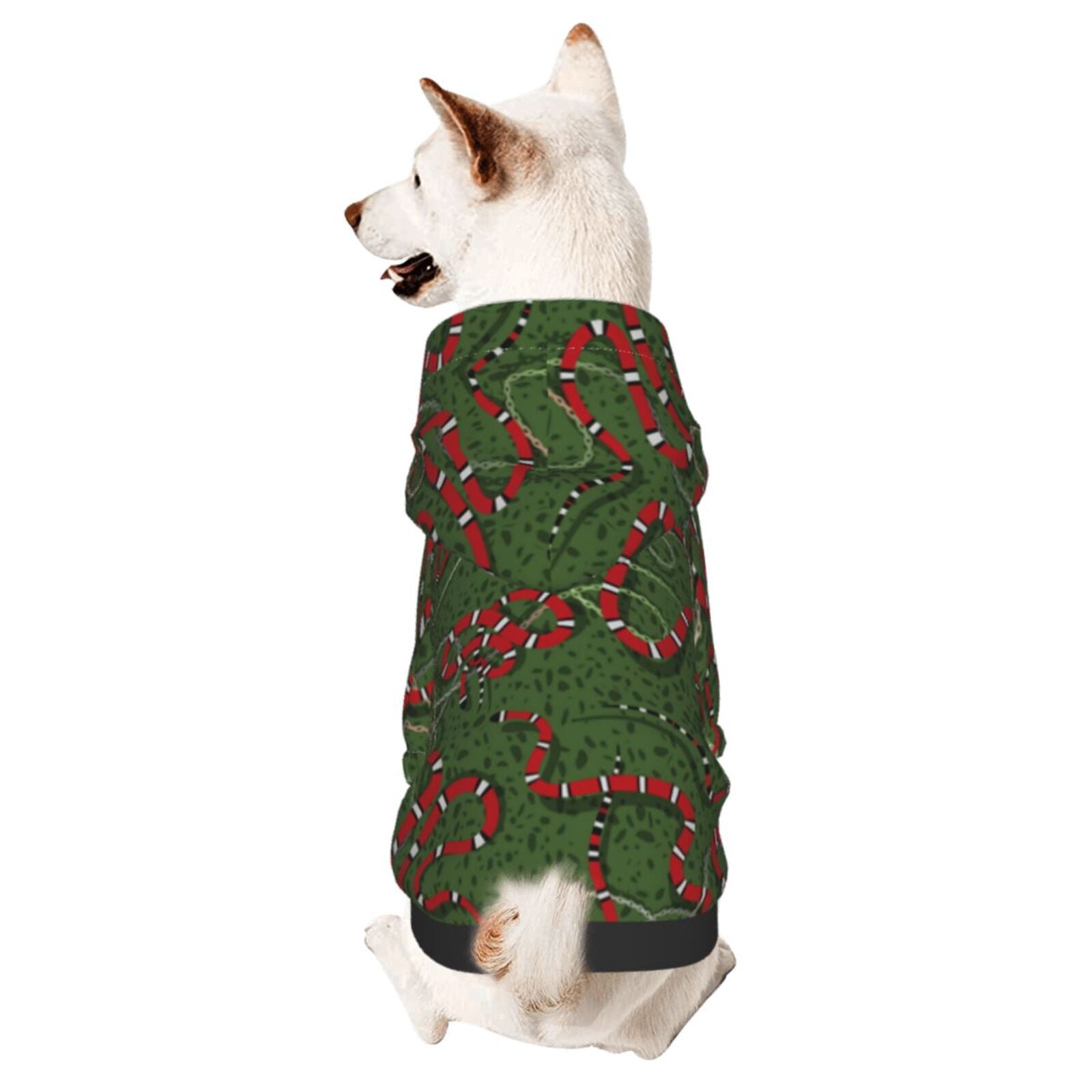 Fotbe Red Snake Print Small Dog Sweater Hoodies Pet Grey Hooded Soft ...