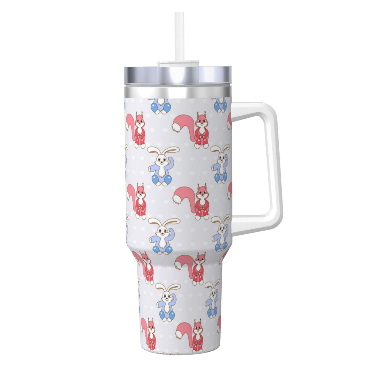 Fotbe Red Squirrel And Blue Rabbit Pattern 40oz Ice Bully With Handle ...