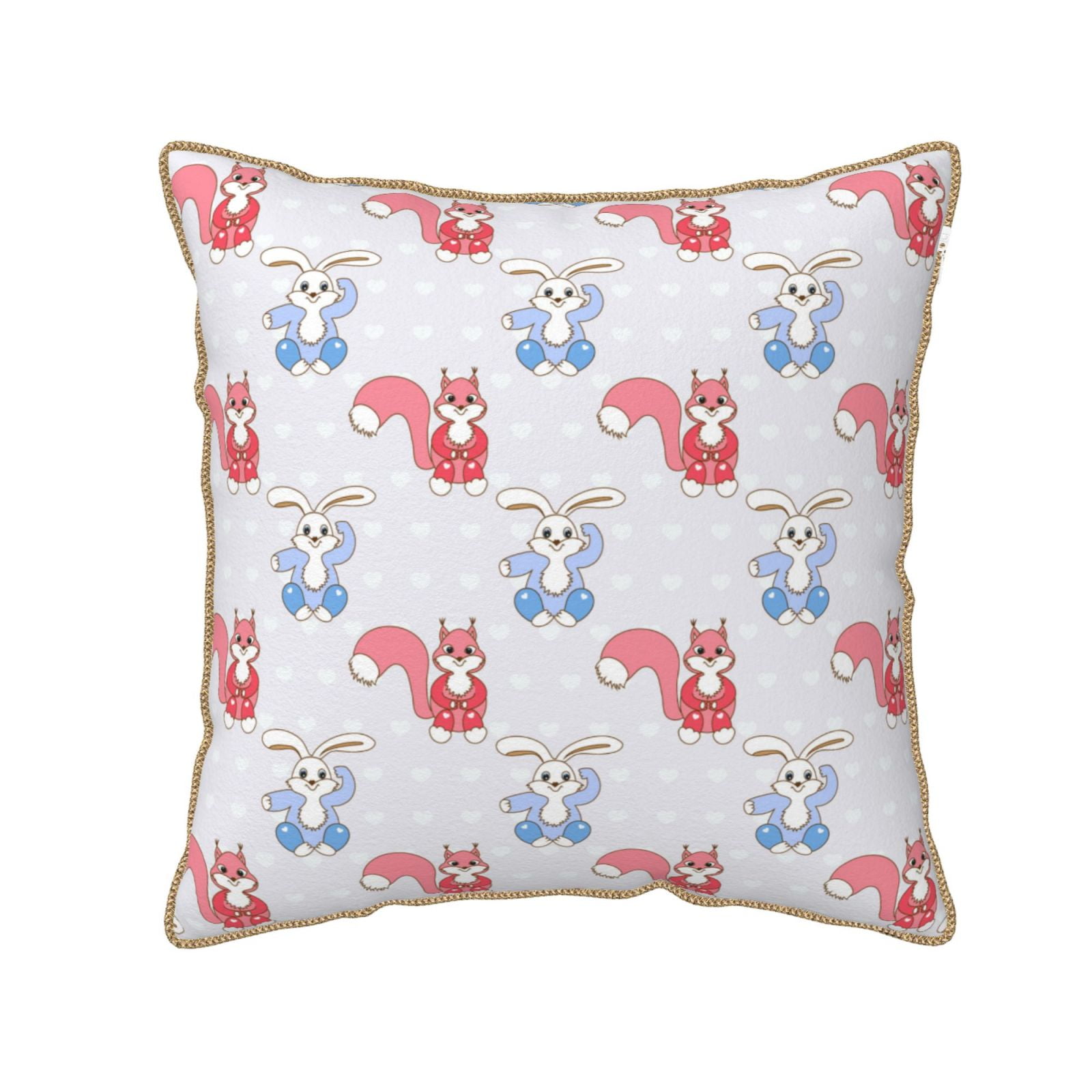 Fotbe Red Squirrel And Blue Rabbit Pattern Velvet Decorative Throw ...