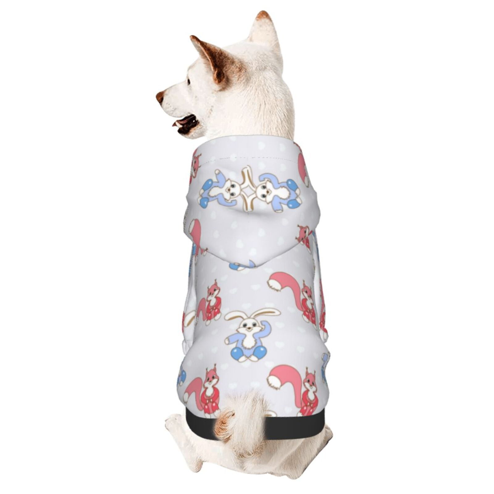 Fotbe Red Squirrel And Blue Rabbit Print Small Dog Sweater Hoodies Pet ...