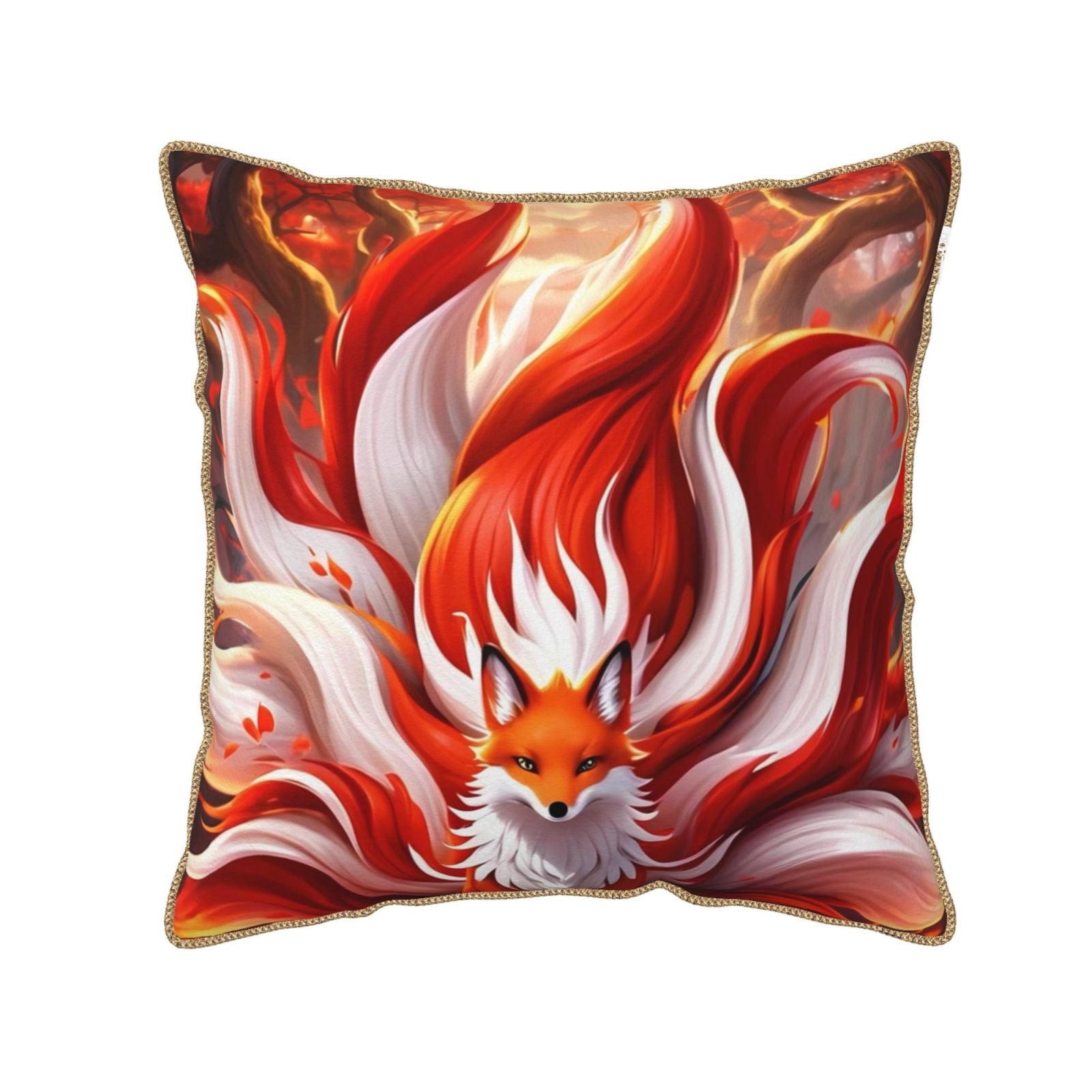 Fotbe Red Sun Flame Fox Pattern Velvet Decorative Throw Pillow Covers ...