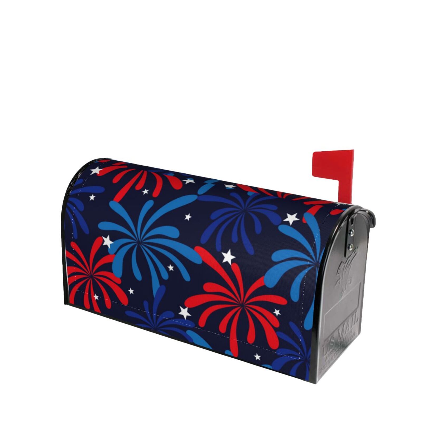 Fotbe Red White Blue Fireworks Mailbox Covers Post Letter Box Cover ...