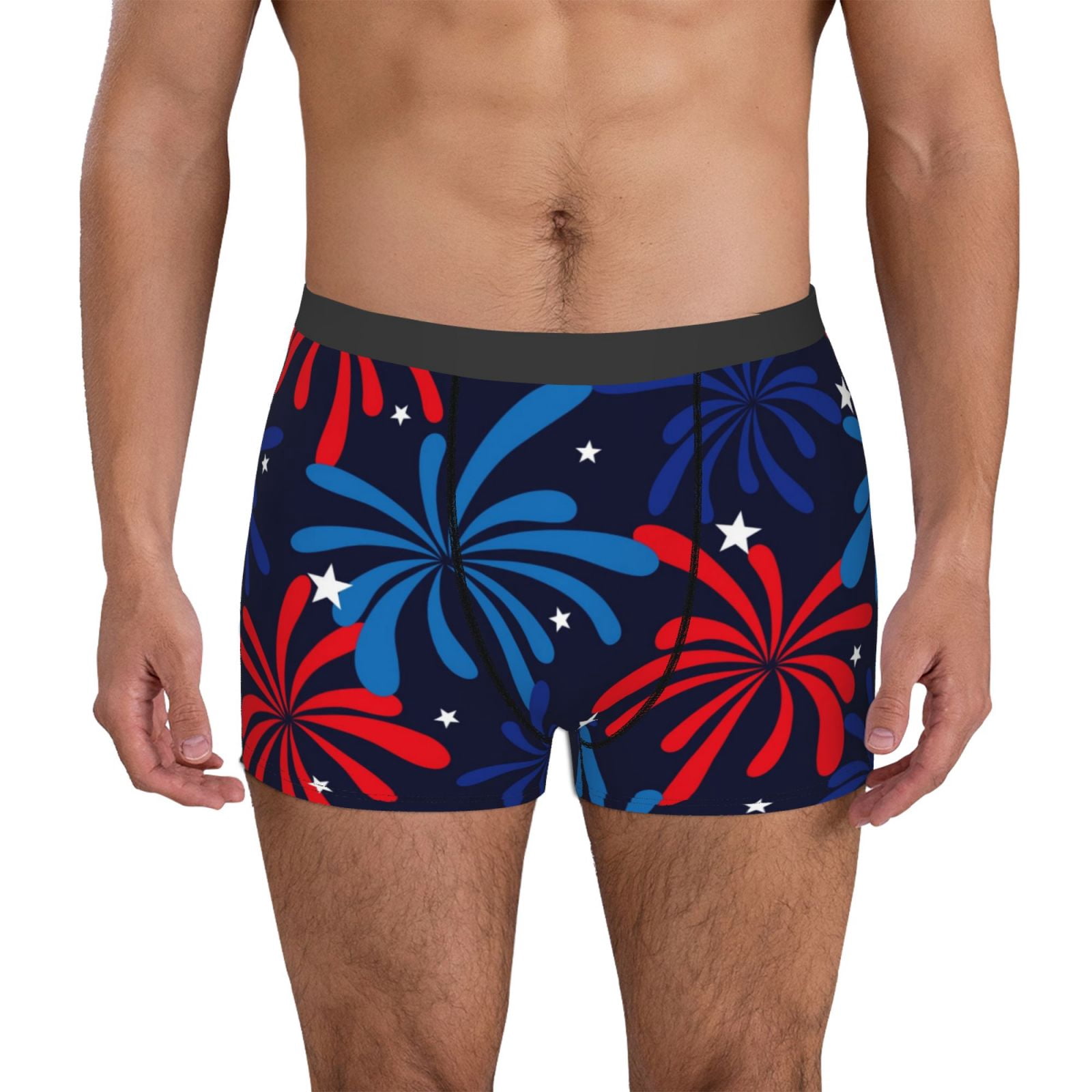 Fotbe Red White Blue Fireworks Men’s Total Support Pouch Boxer Briefs ...