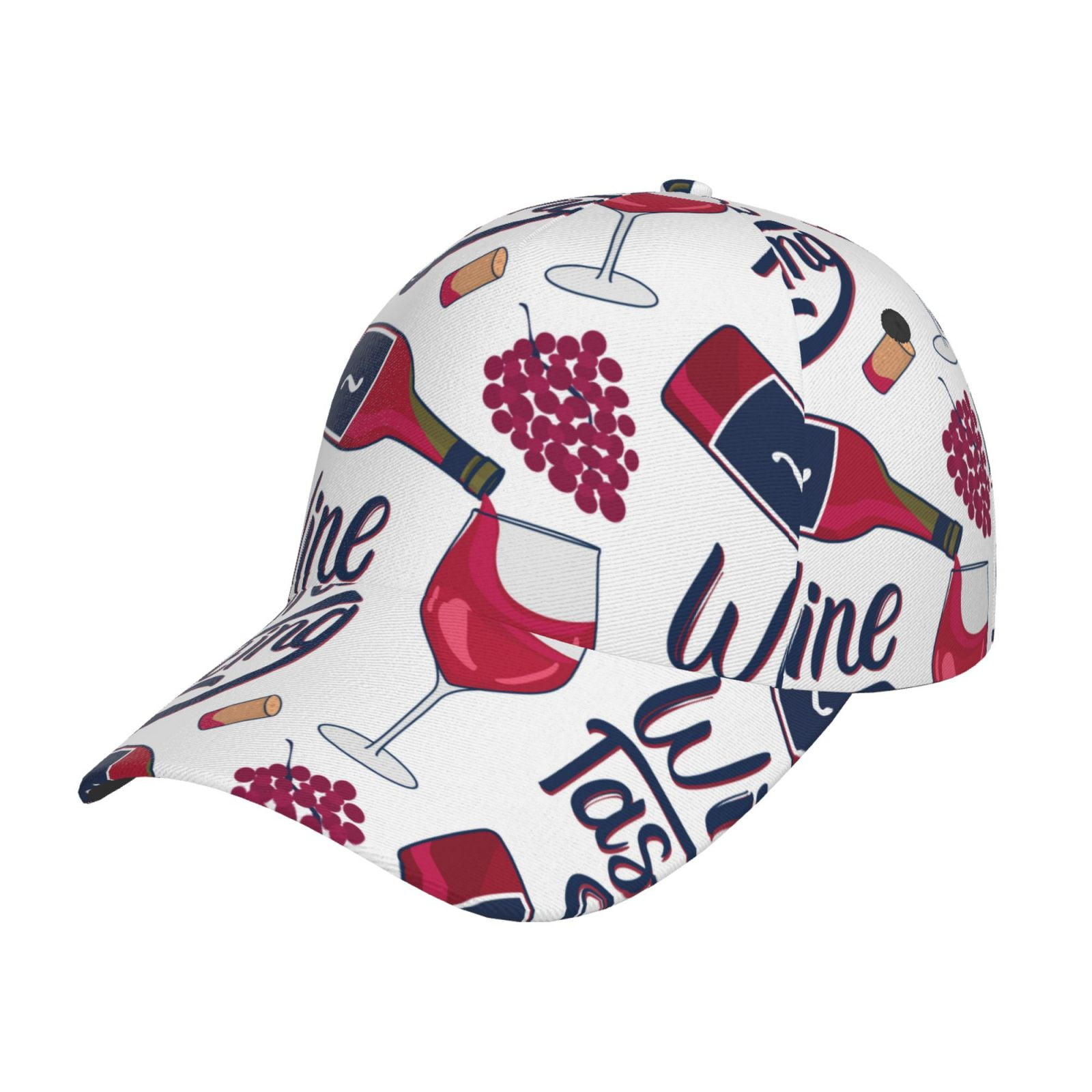 Fotbe Red Wine Glass Bottle Baseball Cap, Red Wine Glass Bottle Print ...